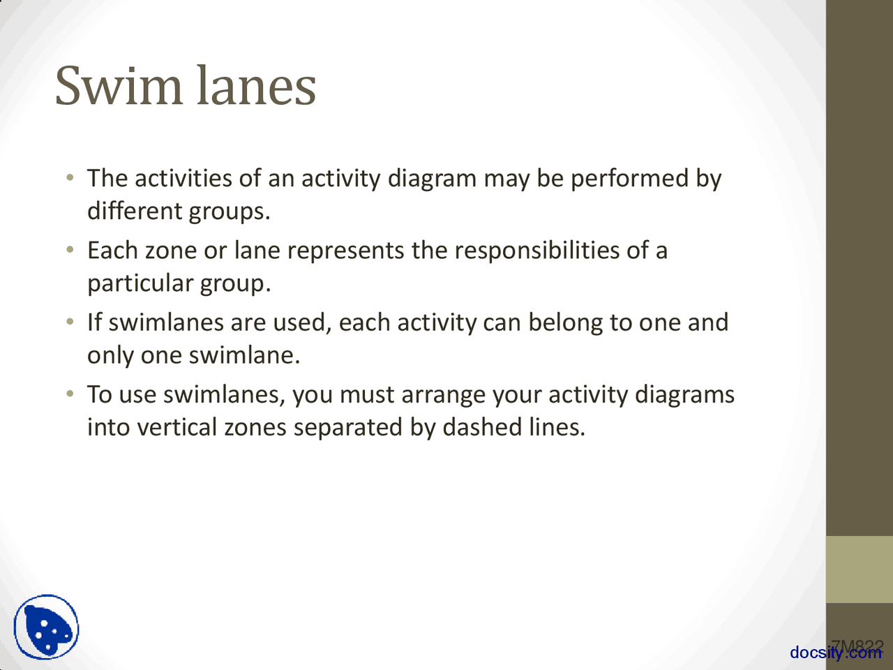 Swim Lanes-Object Oriented Analysis And Design-Lecture Slides - Docsity