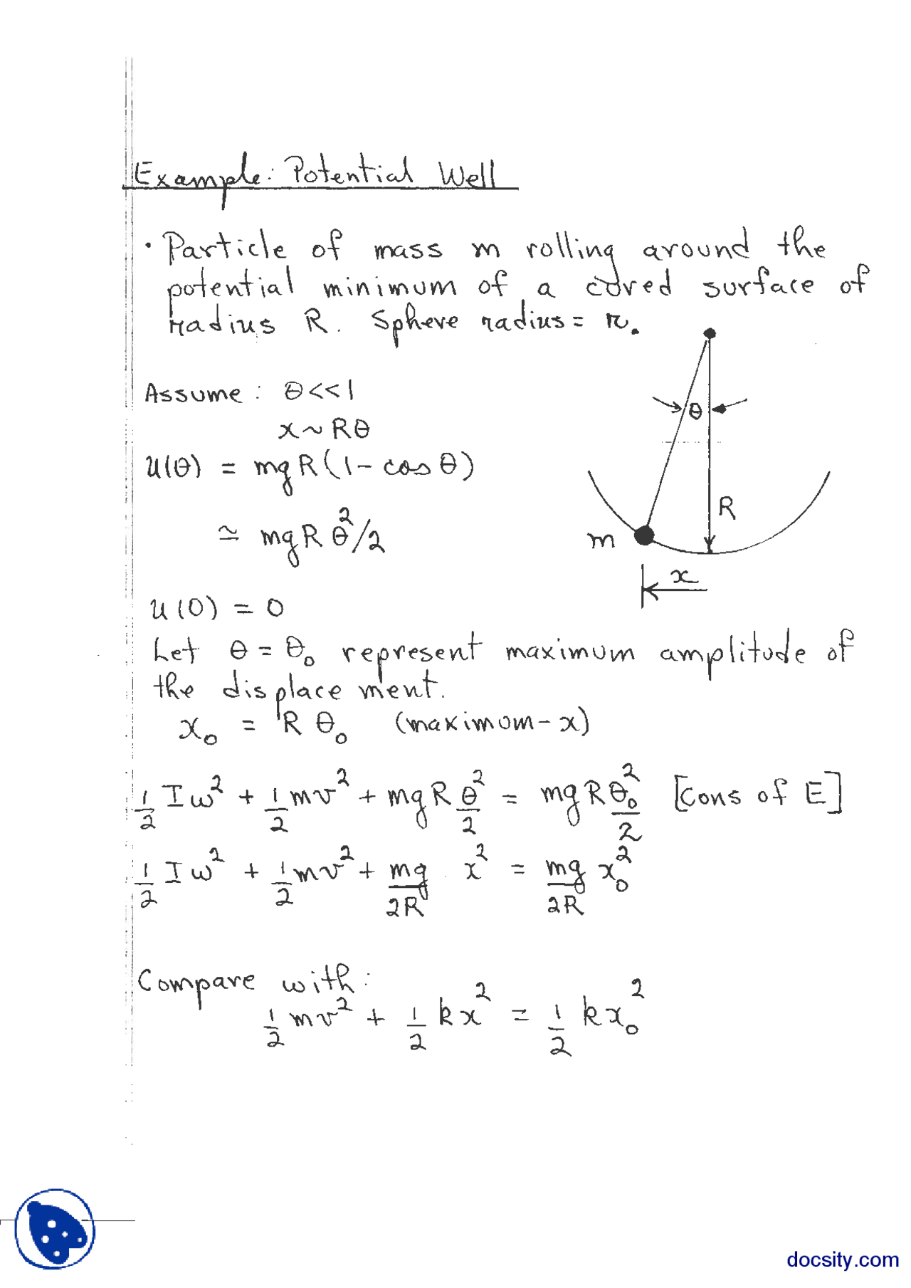 Potential Well Physics Lecture Notes Docsity