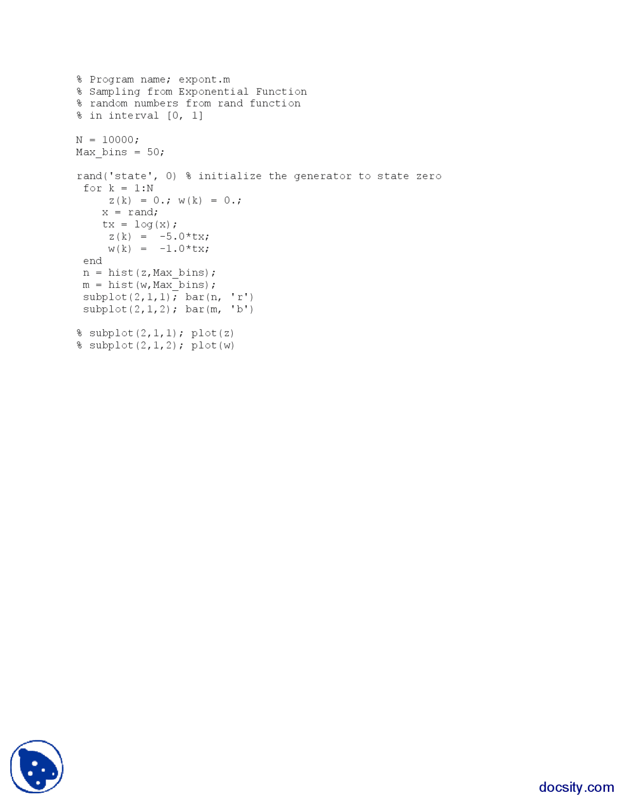 Expont Stochastic Process Codes Docsity