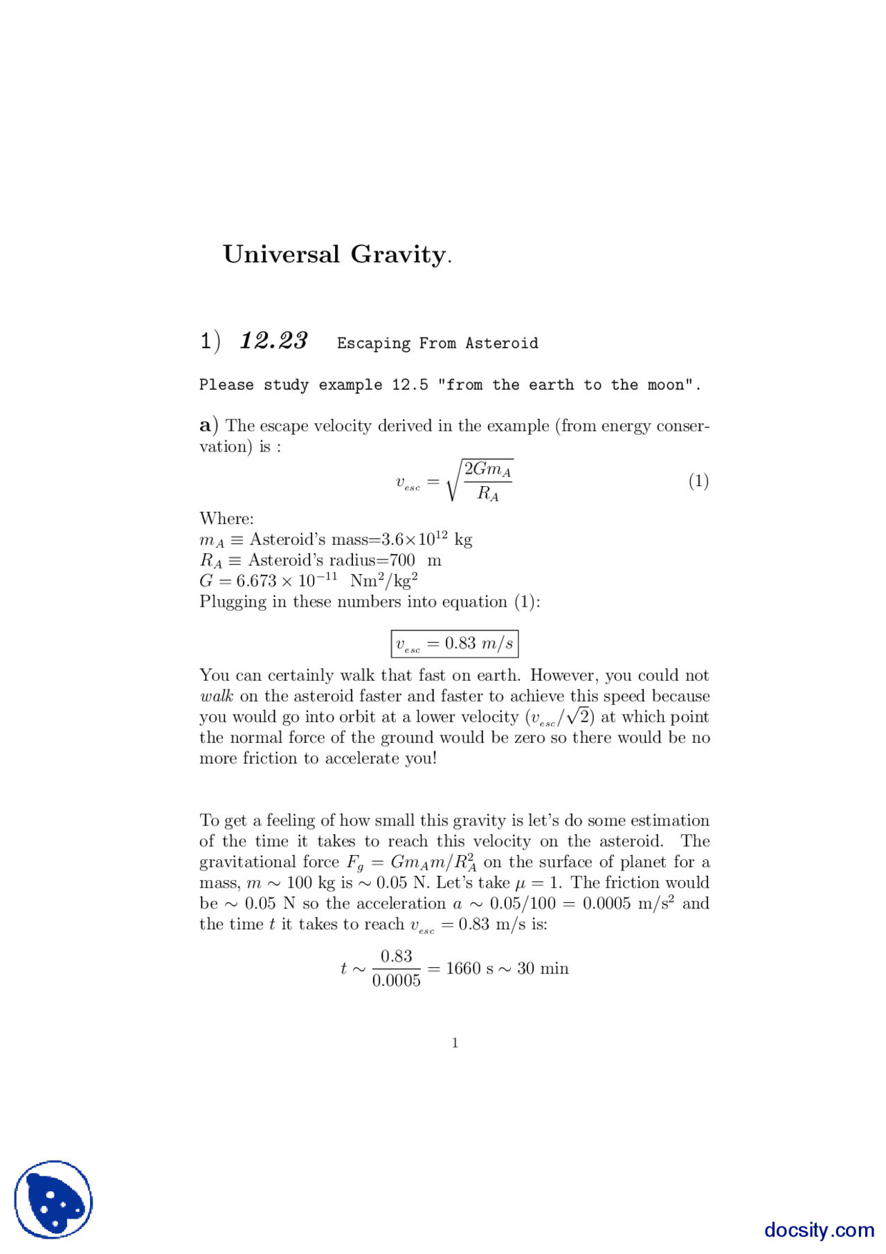Universal Gravity Physics Dynamics Forces And Momentum Assignment