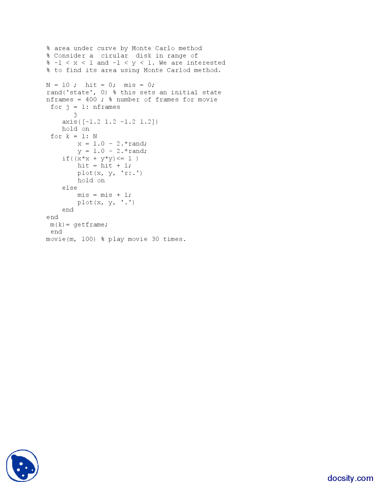 Area Under Curve Stochastic Process Codes Docsity