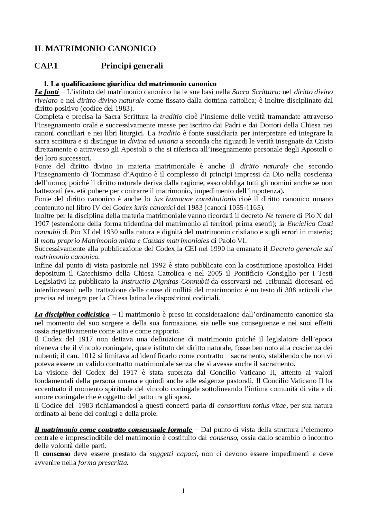 Il Matrimonio Canonico Riassunto Diritto Canonico Docsity