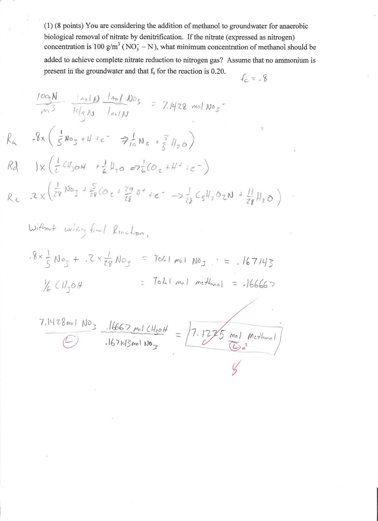 Exam 2 Questions With Solution Environmental Engineering Principles