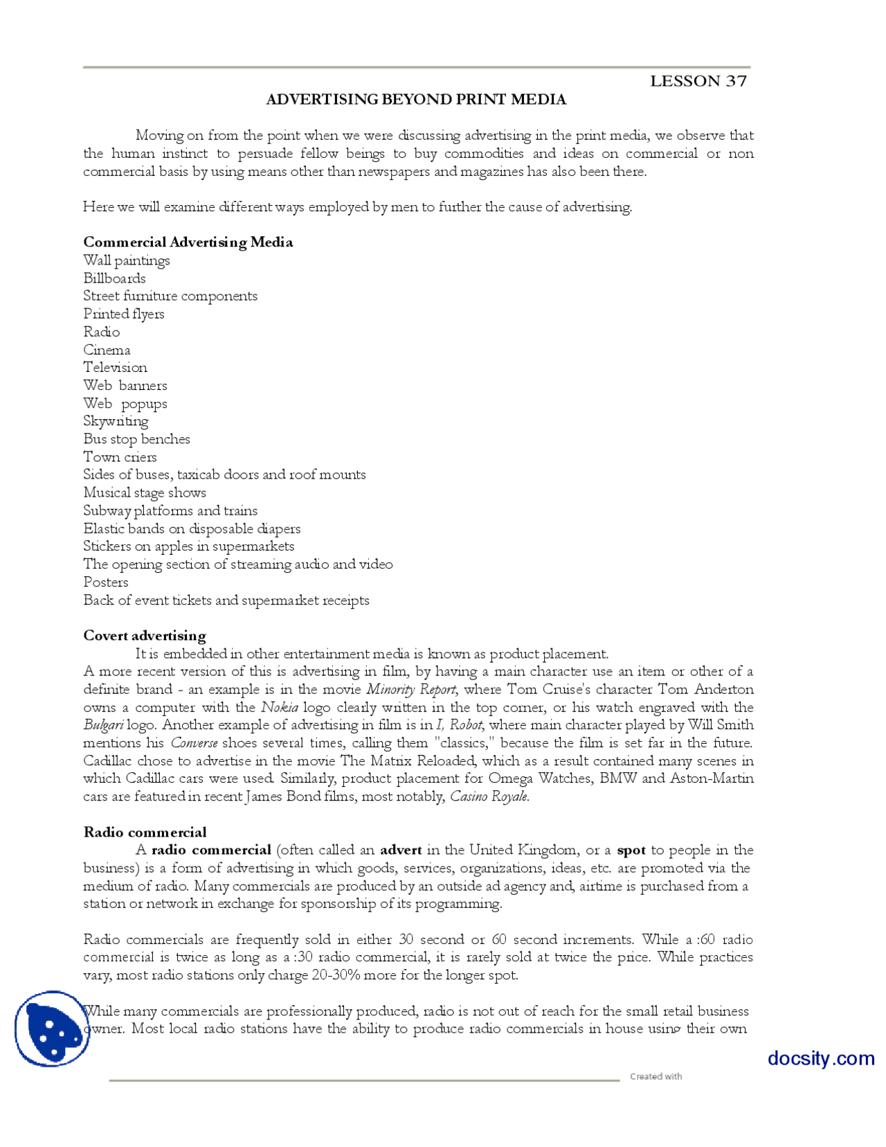 Advertising Beyond Print Media Part2 Introduction To Mass Communication