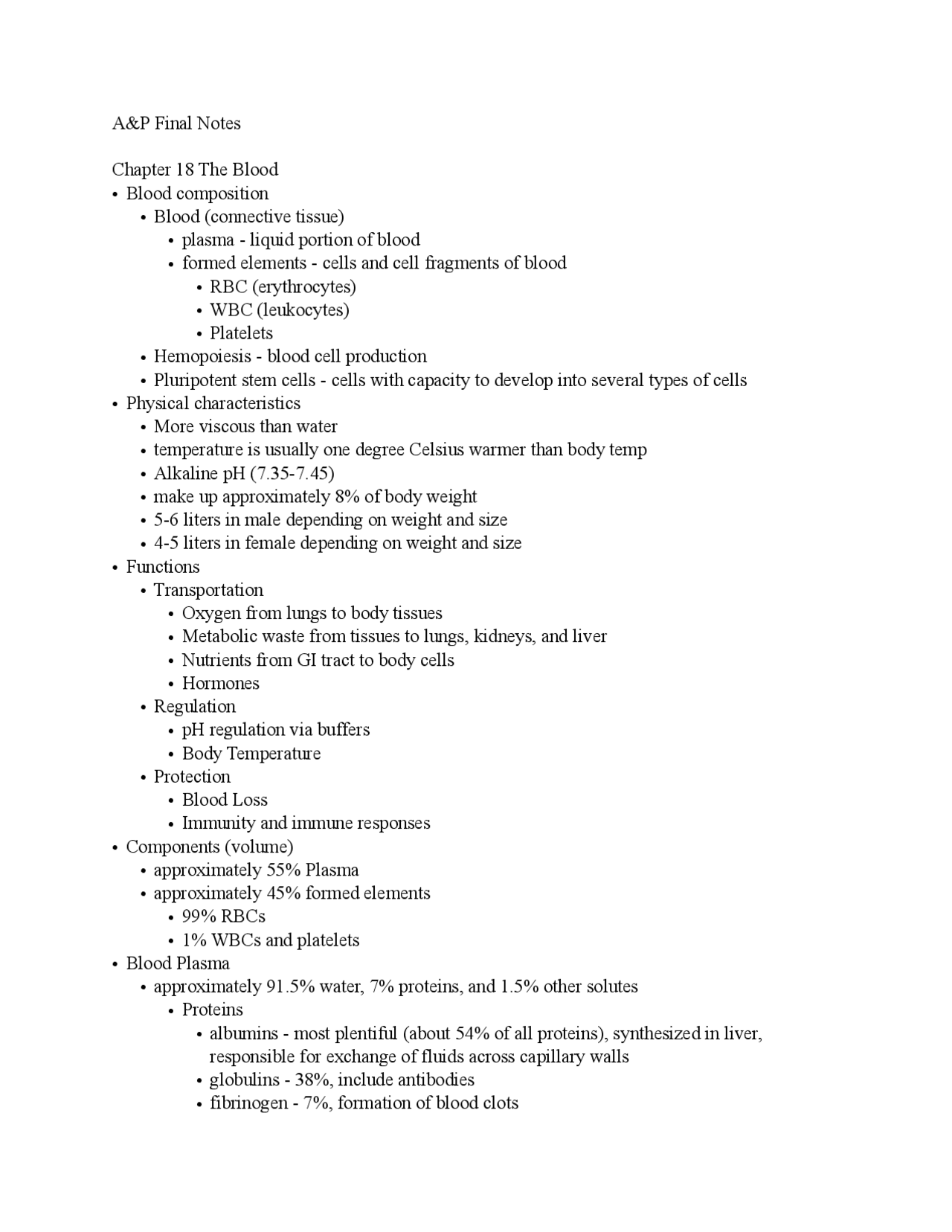 Final Exam Study Guide - Human Anatomy and Physiology | BY 264 - Docsity