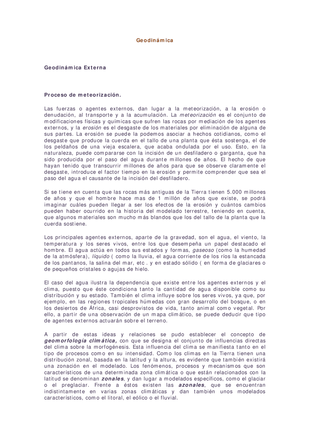 Proceso De Meteorización Apuntes Geodinámica Apuntes De