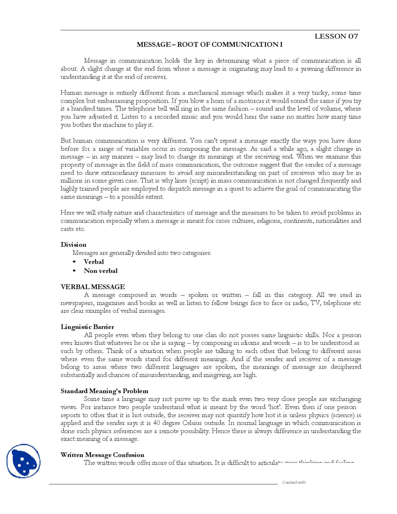Root of communication-Introduction to Mass Communication-Lecture Handout - Docsity