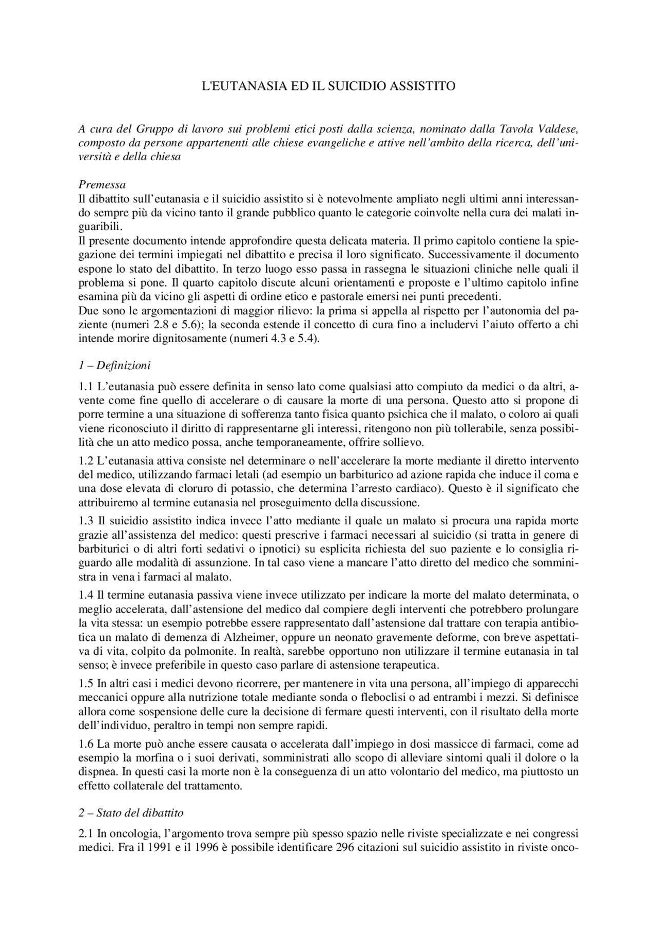 Eutanasia E Suicidio Assistito Materiale Vario Docsity