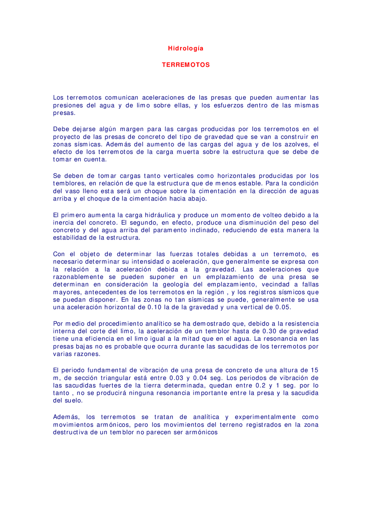 Terremotos Apuntes Hidrología Docsity