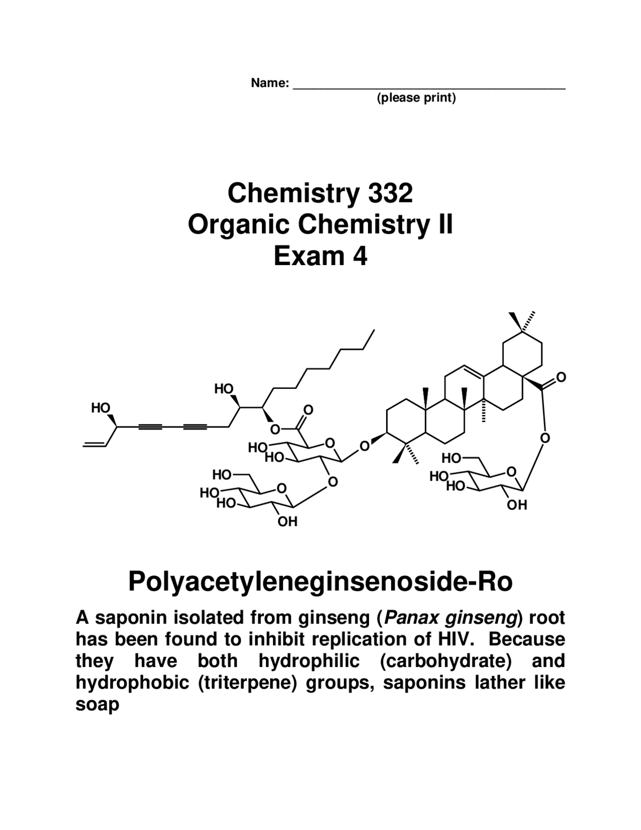 Solved Problems on Cyclic Structure of Furonese - Exam 4 | CH 332 - Docsity