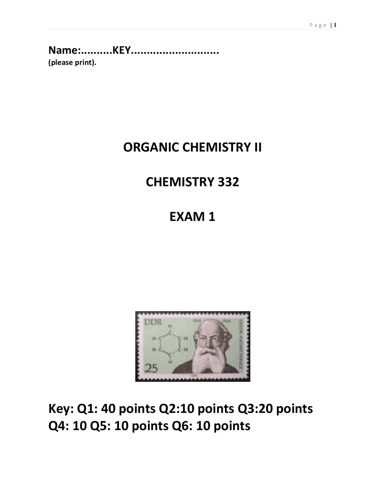 Exam 1 Questions Organic Chemistry Ii Ch 332 Docsity