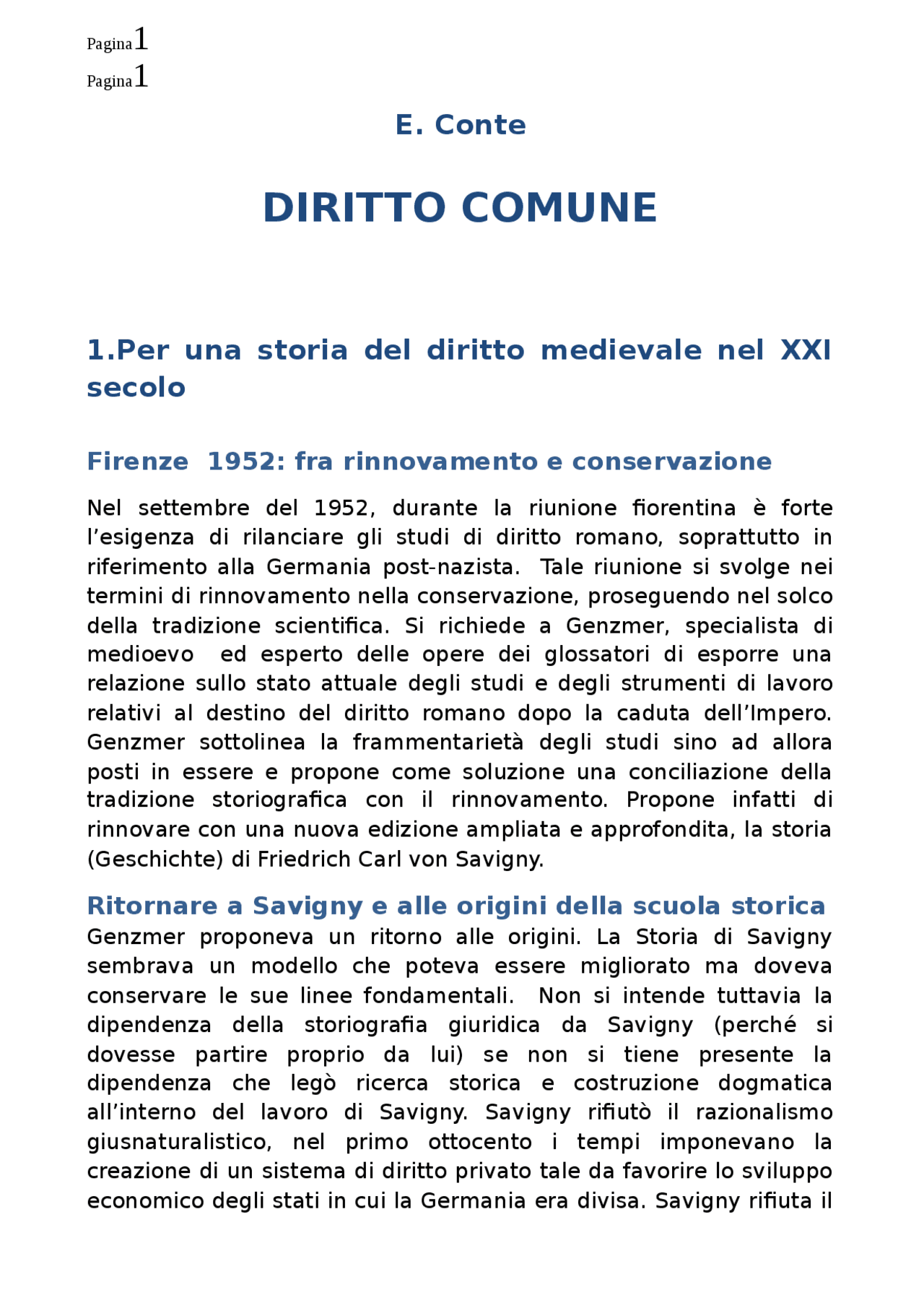 Riassunto Conte Diritto Comune Saggi Docsity