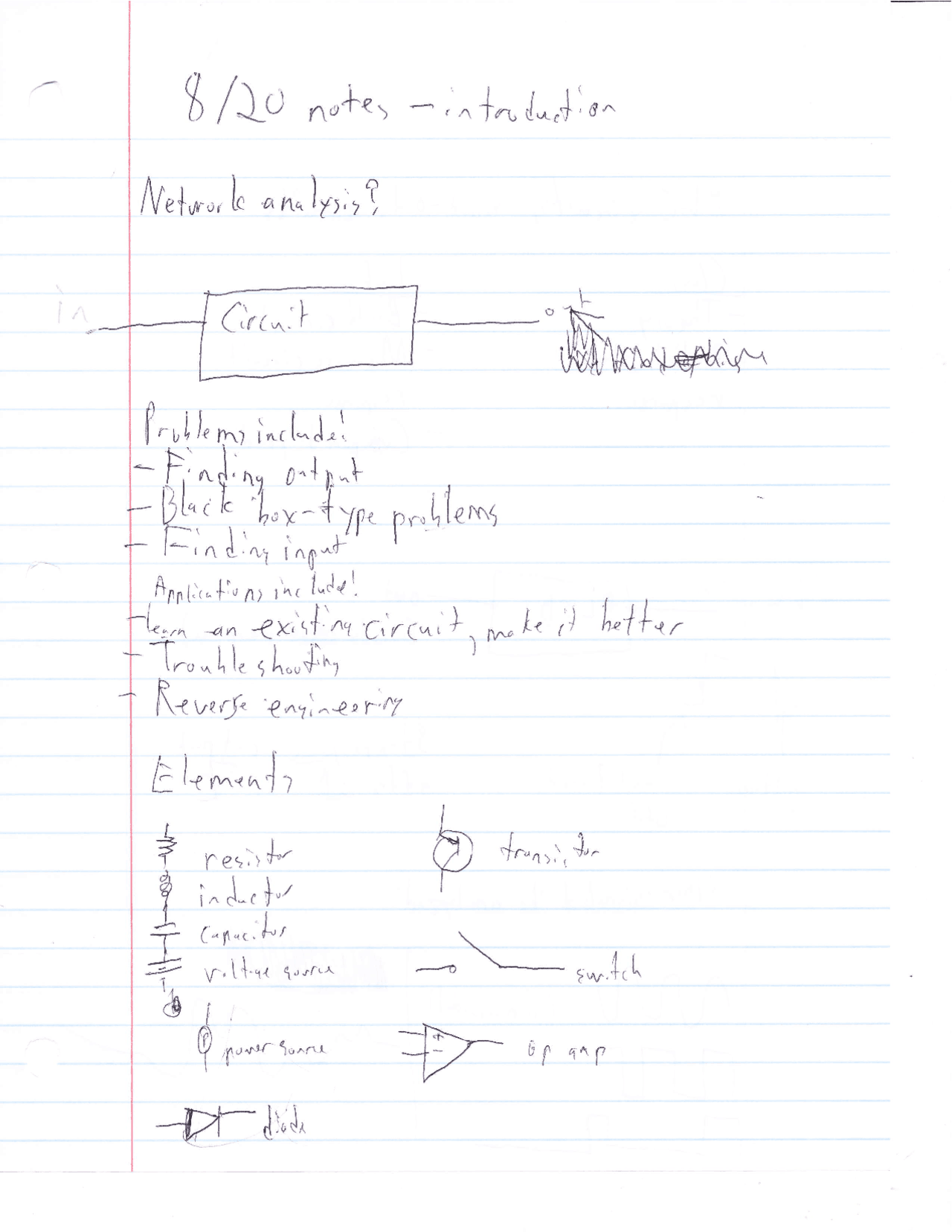 Introduction To Network Analysis Handwritten Notes Ecen 3714 Docsity