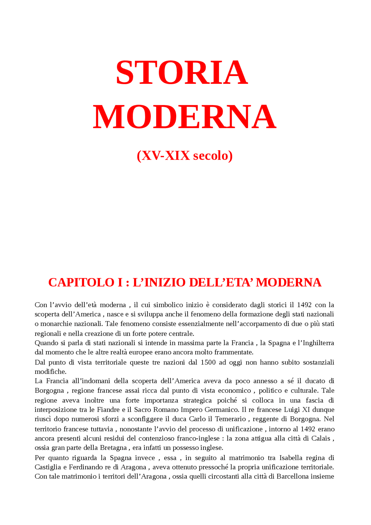 Storia Moderna Docsity