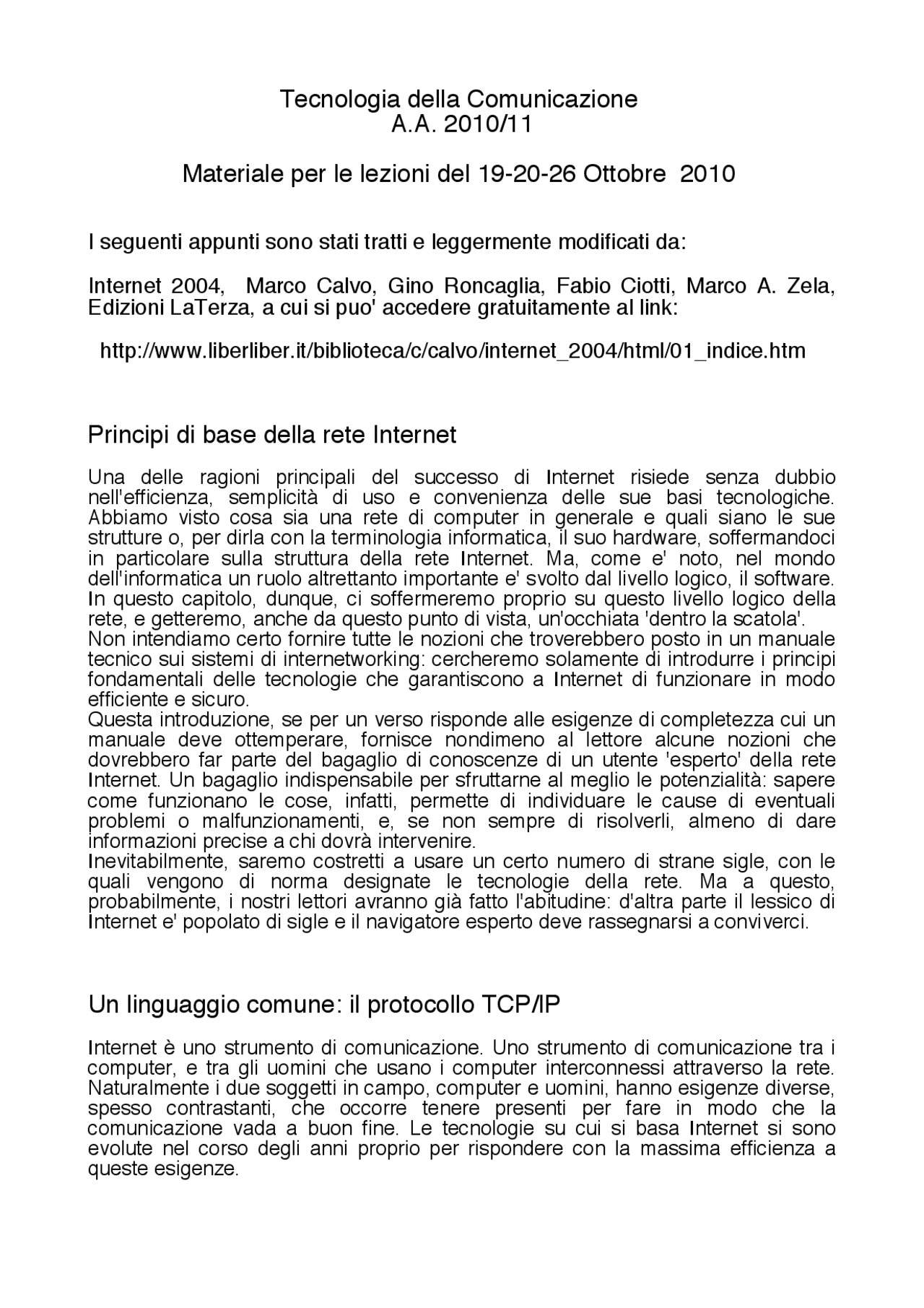 Appunti Tcpip Docsity