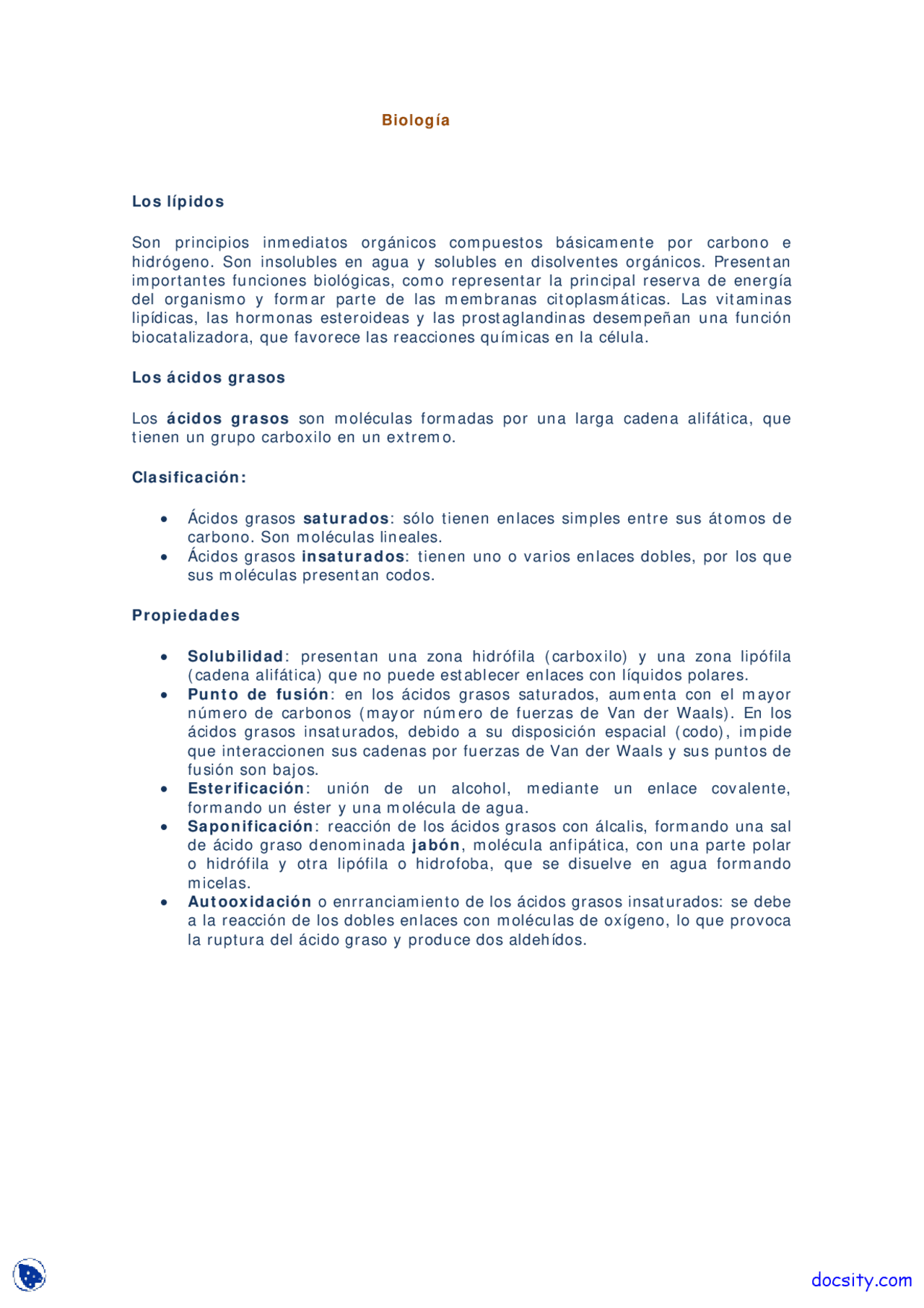 Lípidos Apuntes Biología Parte 2 Docsity