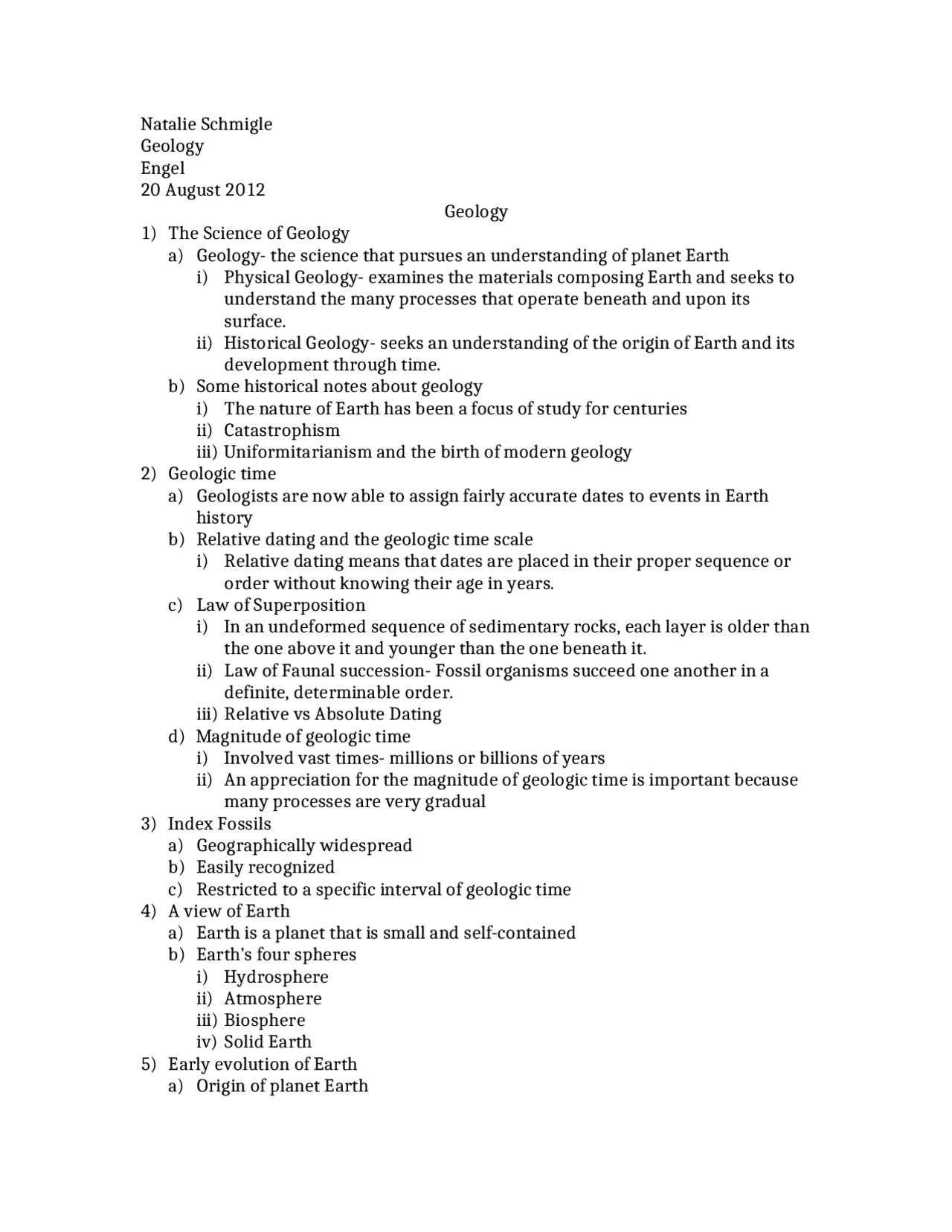 Review Notes For Geology The Dynamic Earth Geol 1104 Docsity