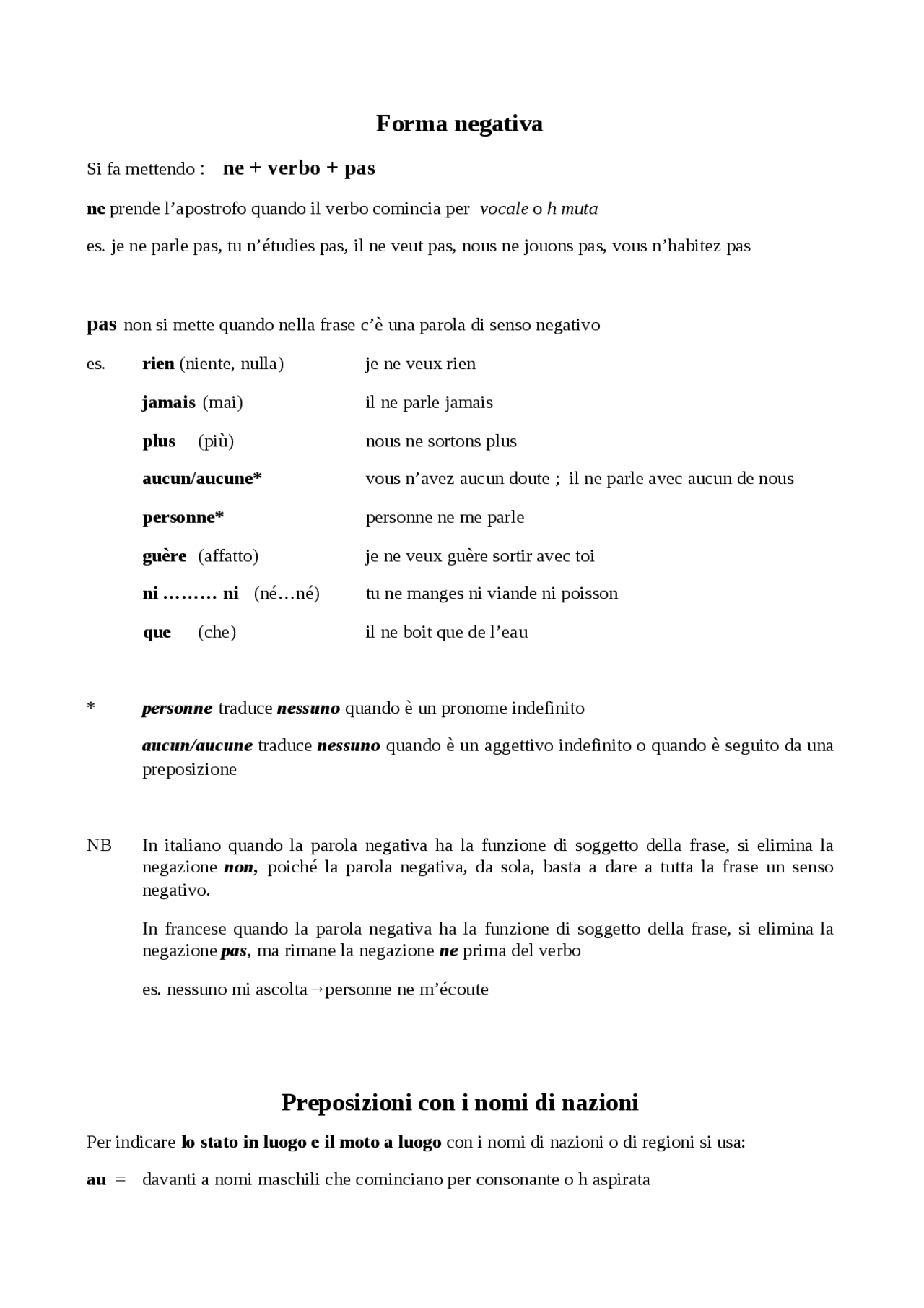 Appunti Di Lingua Francese Grammatica Dossier 4 Docsity