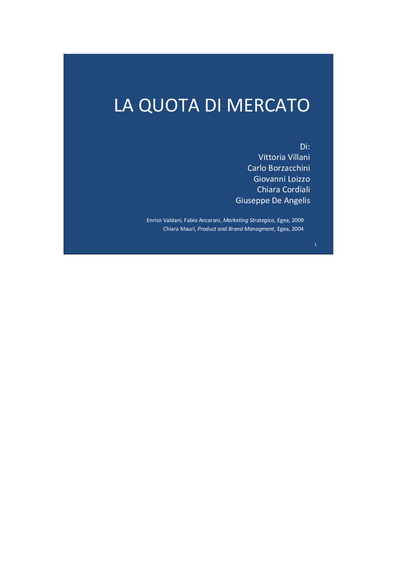 Slides Di Marketing Quota Di Mercato Docsity