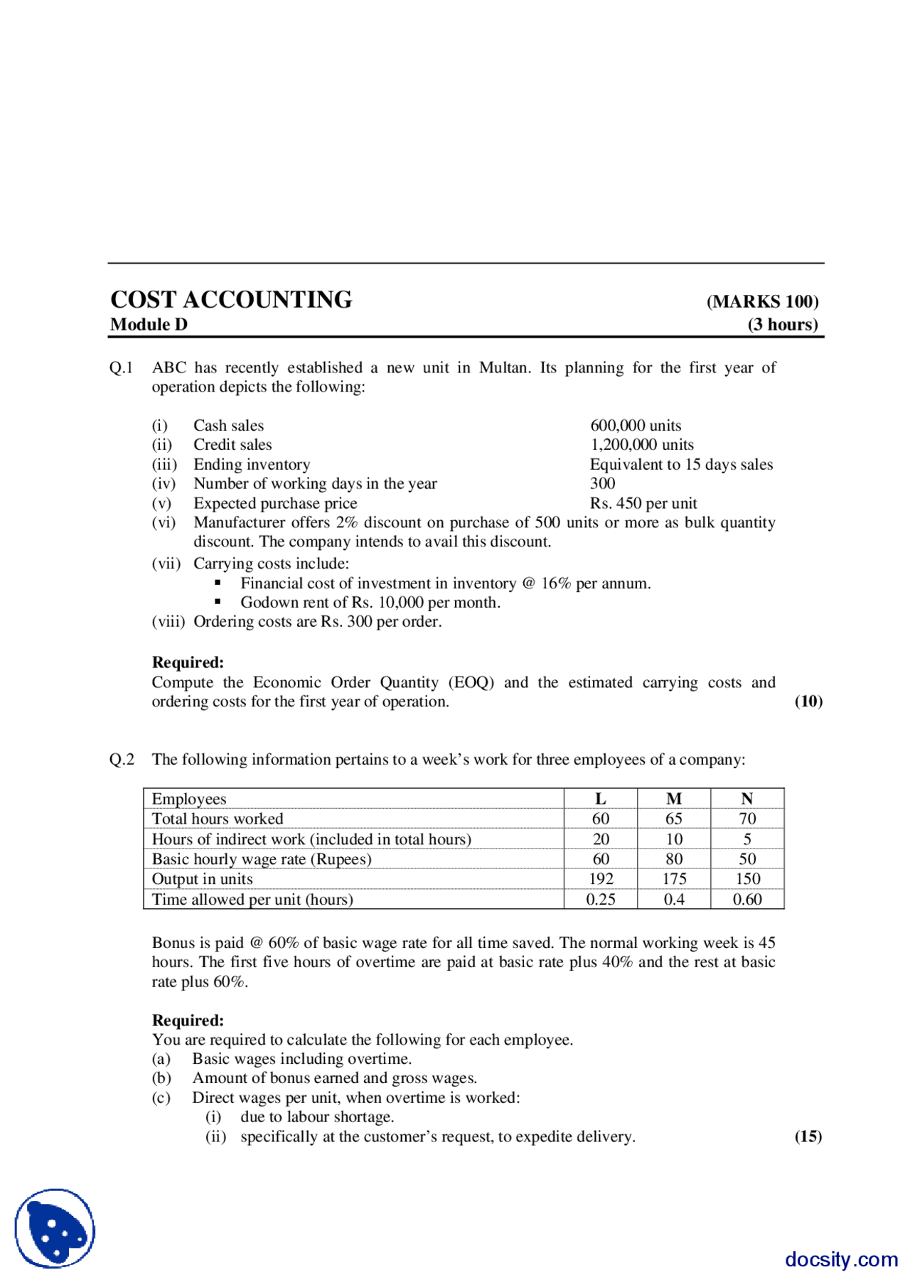 Economic Order Quantity, Abnormal Loss And Abnormal Gain Accounts-Cost ...