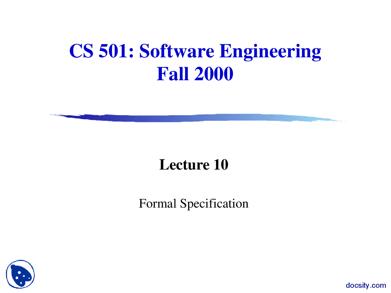 Formal Specification Software Engineering Lecture Slides Docsity
