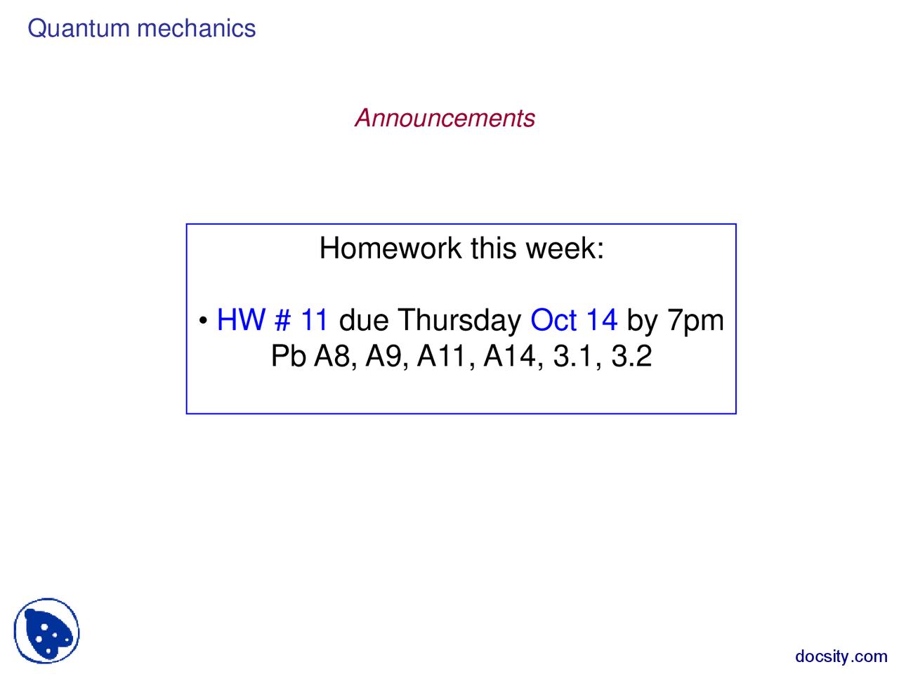 Review Matrices-Quantum Physics and Mechanics-Lecture Slides - Docsity