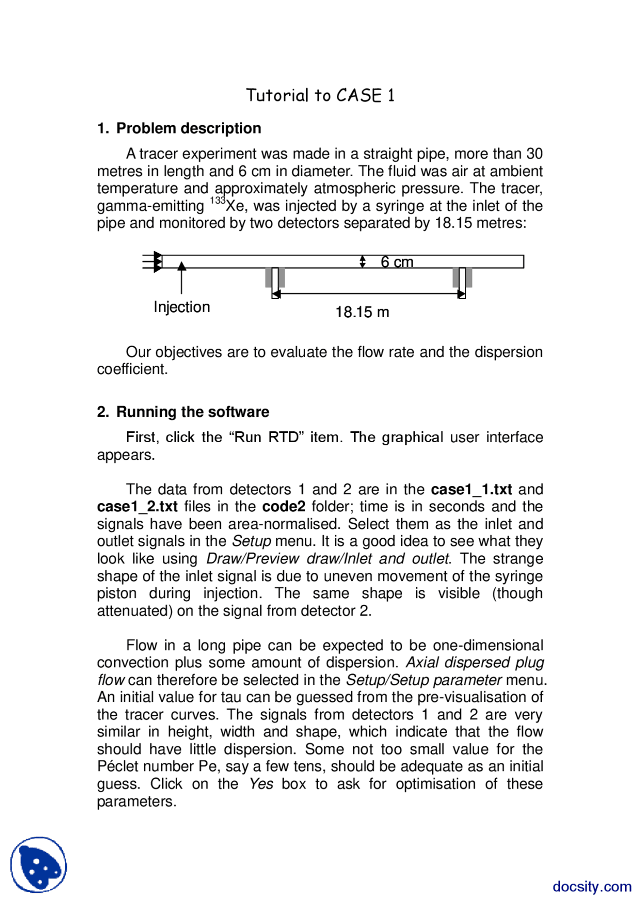 Tracer Experiment-Physics-Case Tutorial - Docsity