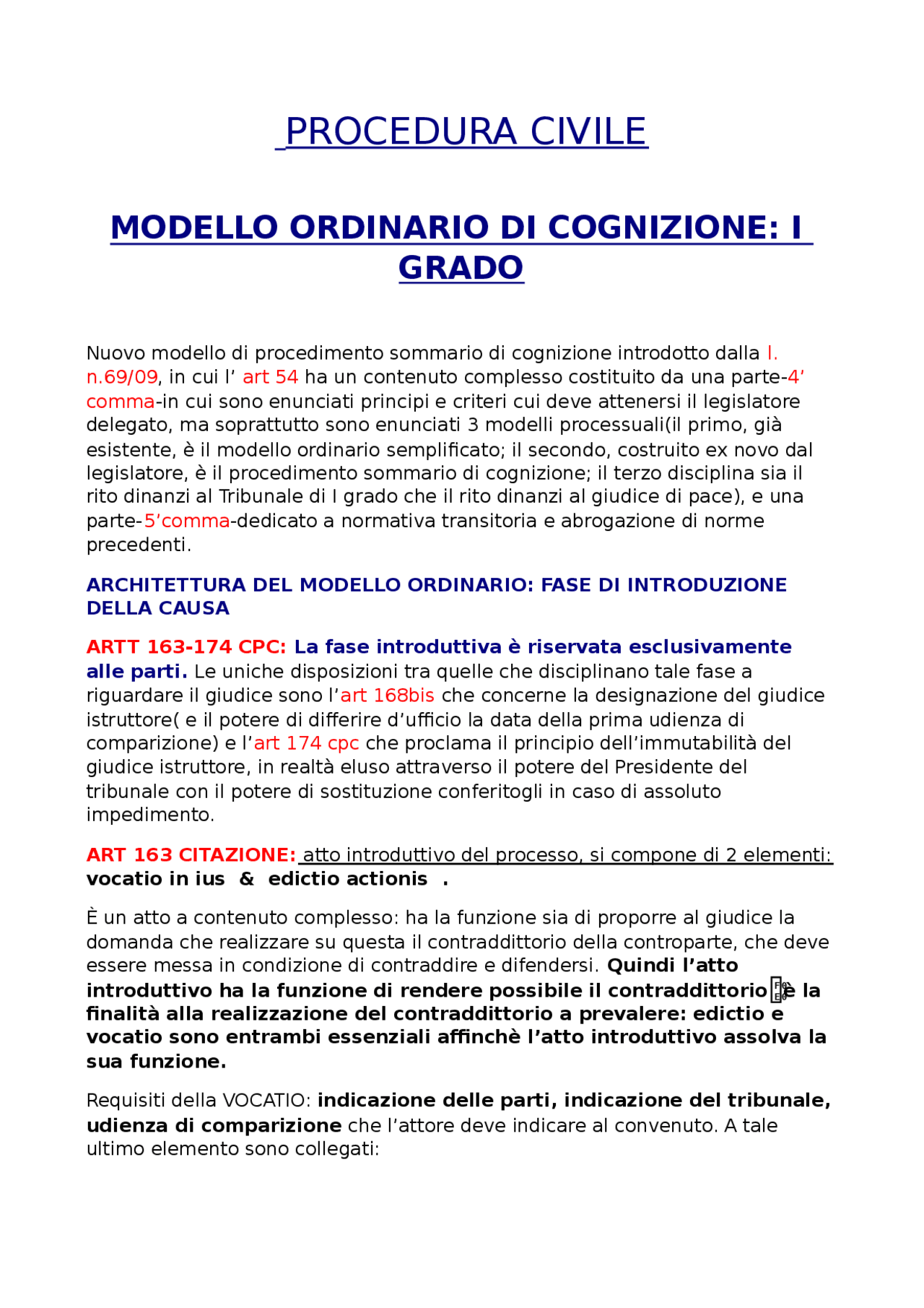 Appunti Di Diritto Processuale Civile I Procedura Civile Docsity