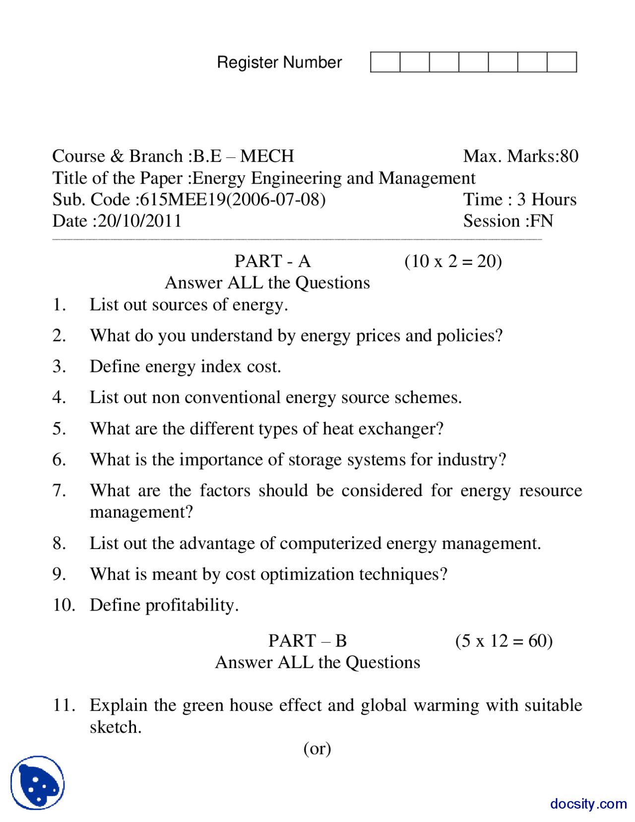 Conventional Energy Storage Systems Energy Management Exam Paper