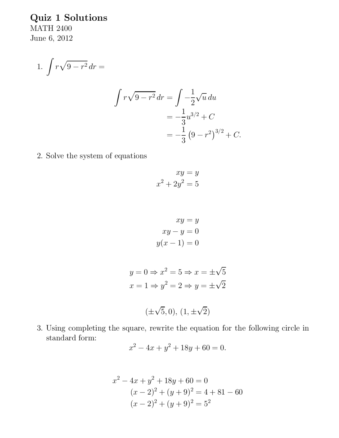 4 Questions With Solutions Of Analytic Geometry And Calculus 3 Math