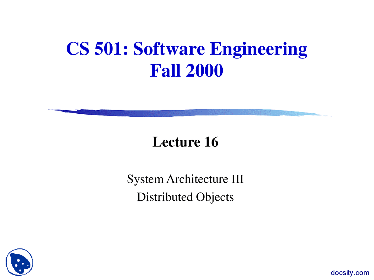 Distributed Objects Software Engineering Lecture Slides Docsity