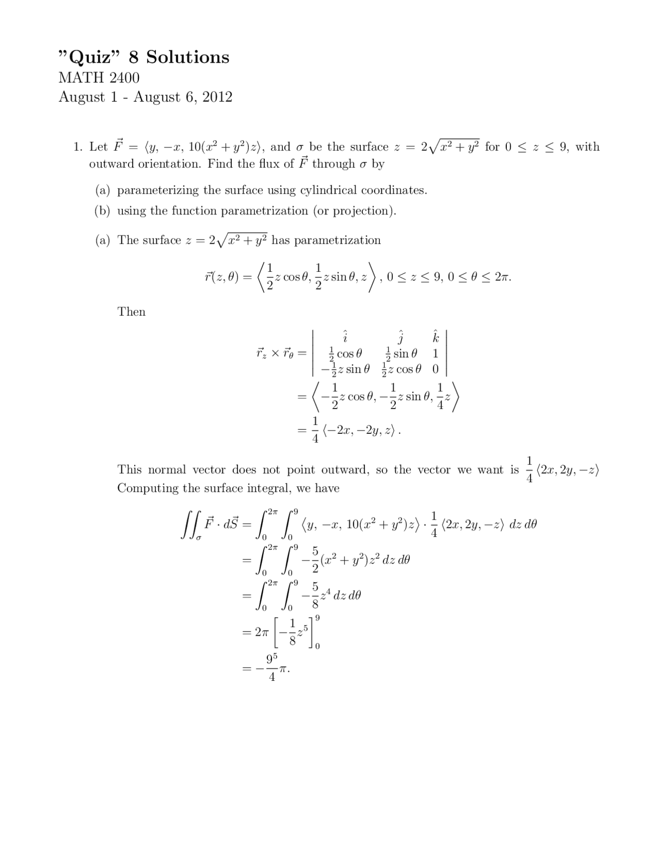 4 Solved Problems On Analytical Geometry And Calculus Lll Quiz 8
