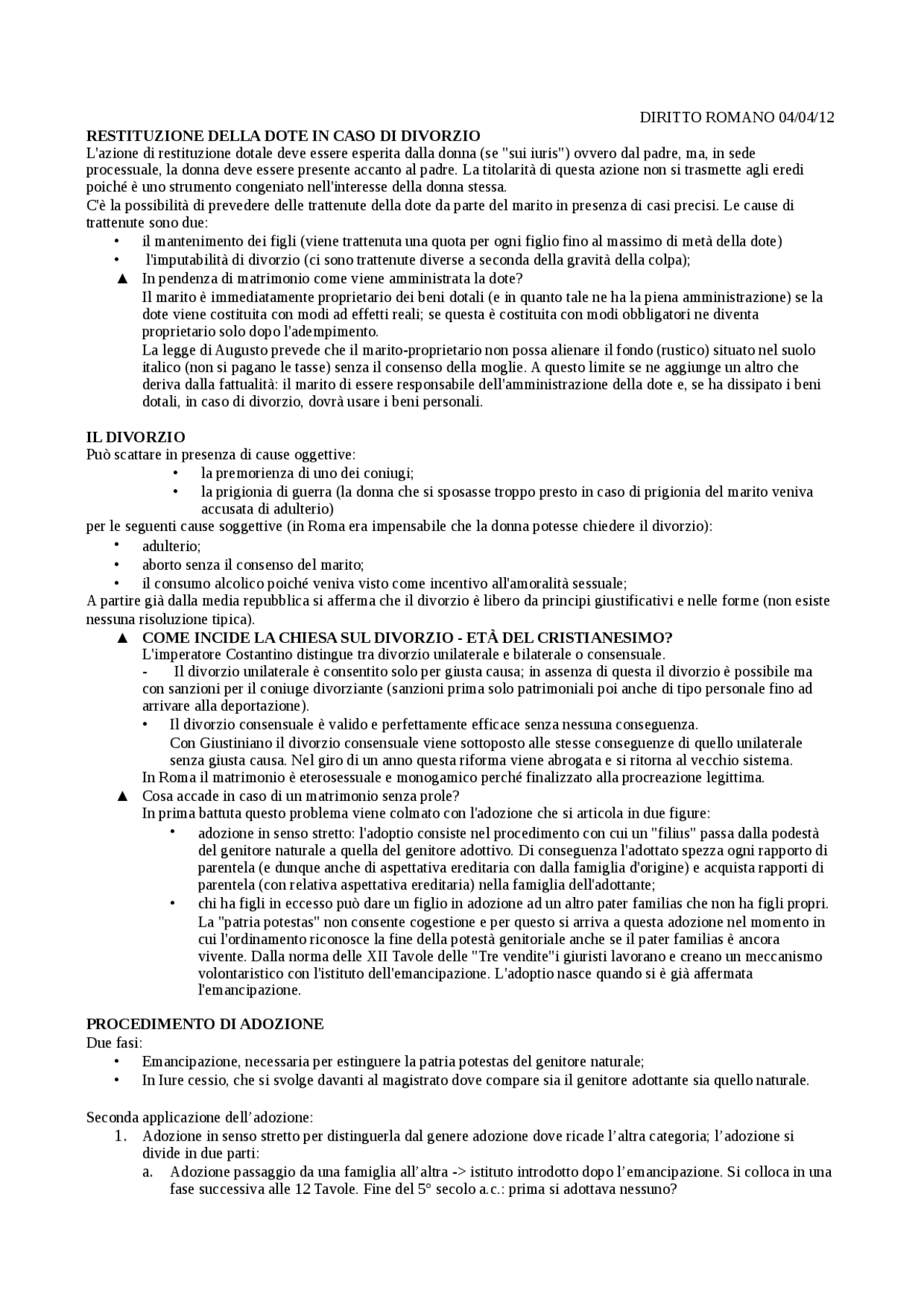 Appunti Di Istituzioni Di Diritto Romano Prof Docsity