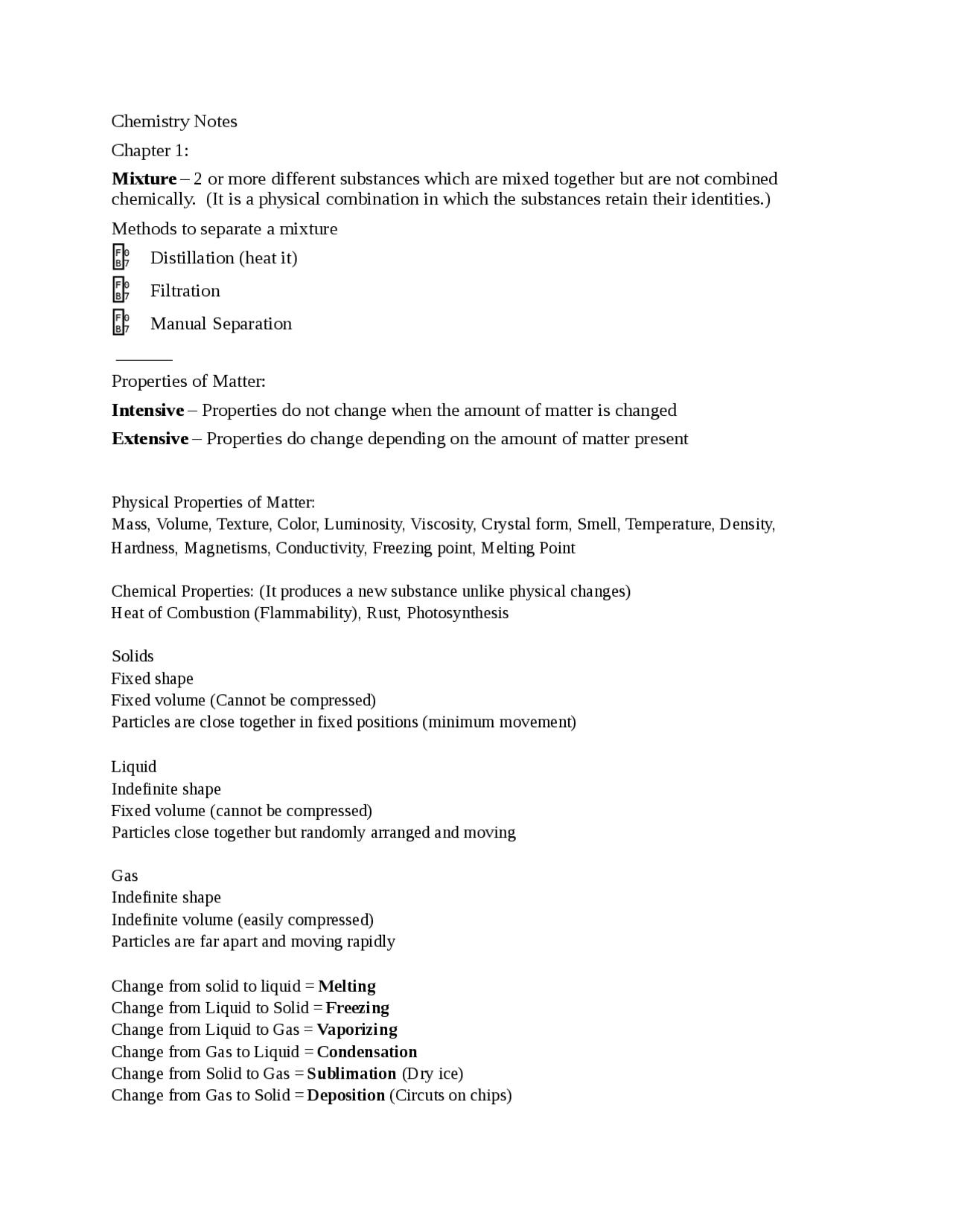 Chemistry Notes Chapter 1 | Study notes Chemistry | Docsity