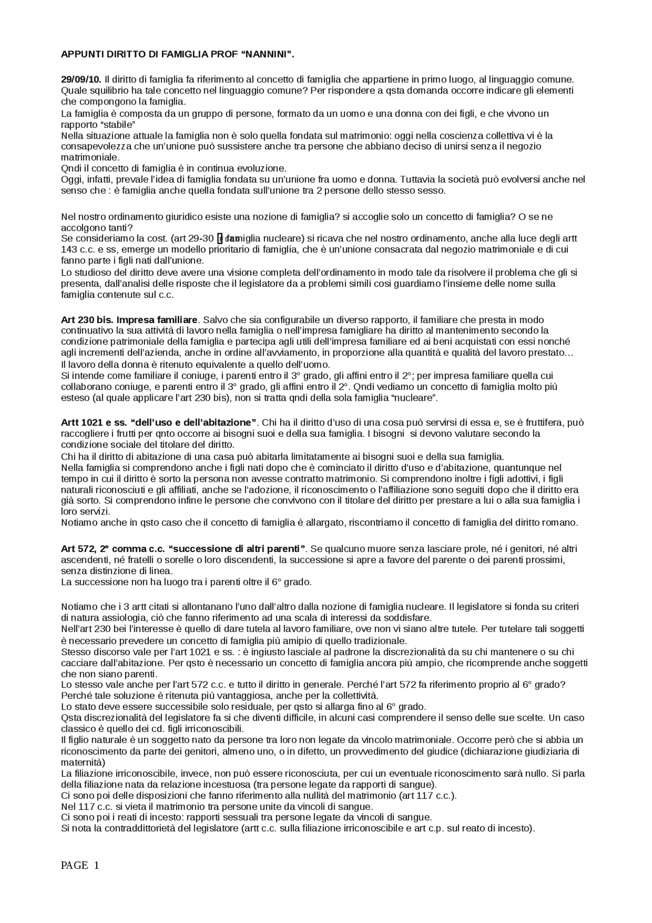 Appunti Di Diritto Di Famiglia Docsity