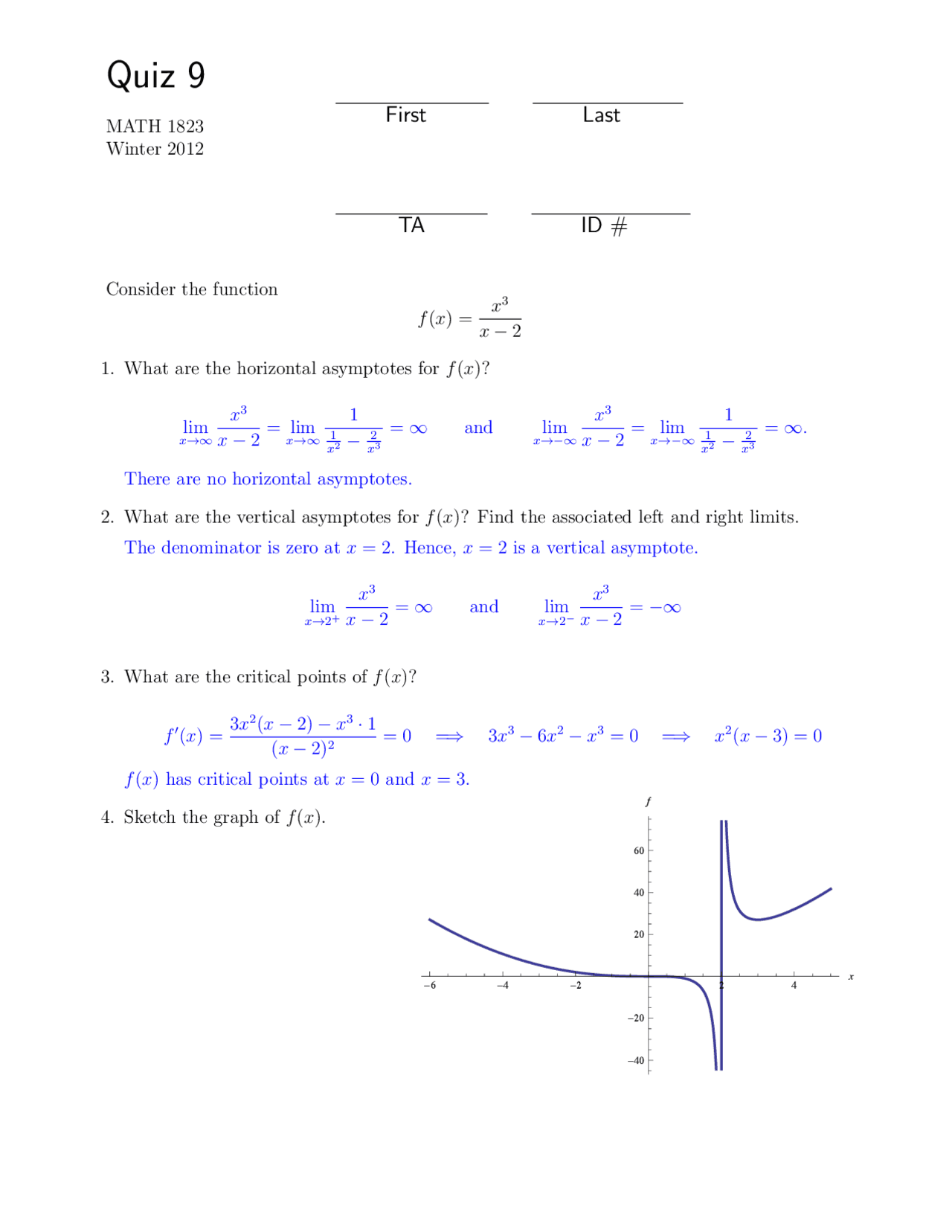 Quiz 9 With Solution Calculus And Analytic Geometry Math 1823 Docsity