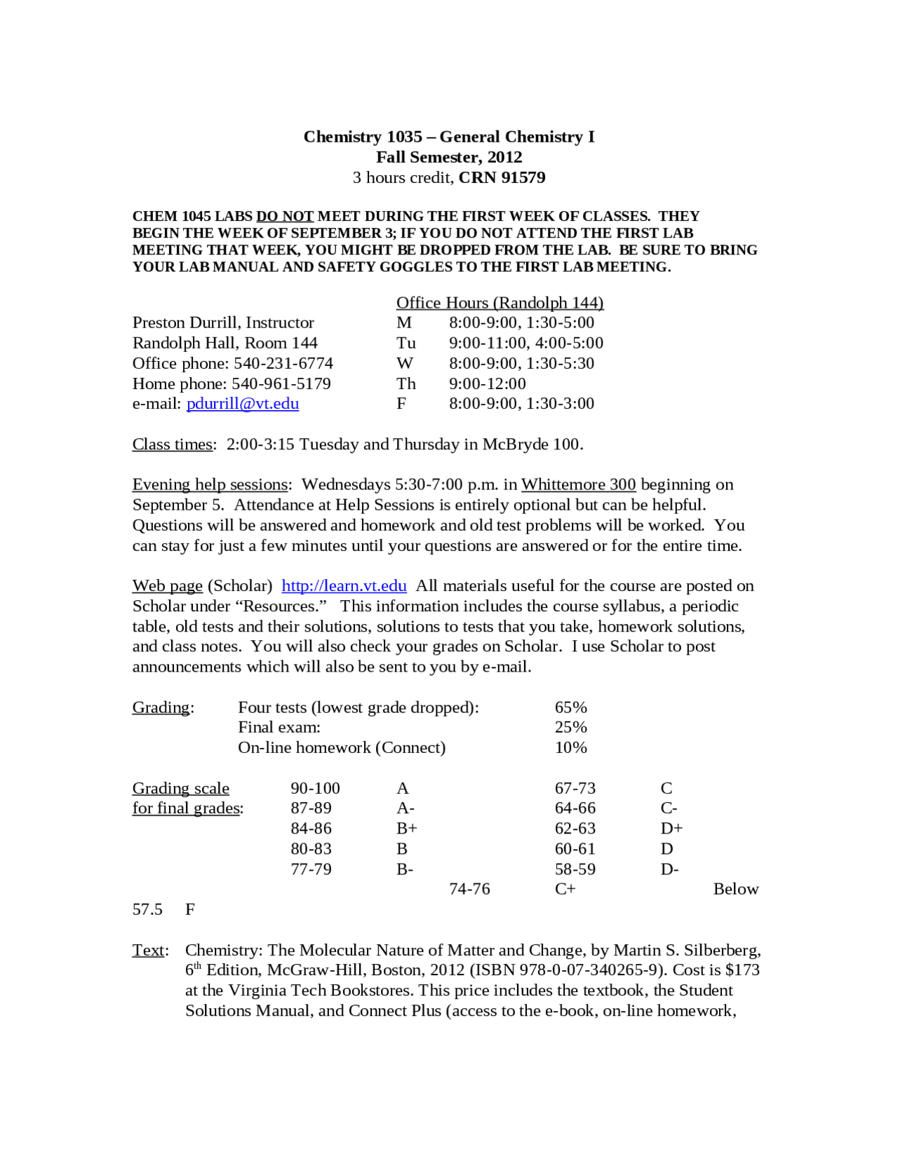Introduction to General Astronomy - Syllabus | CHEM 1035 - Docsity
