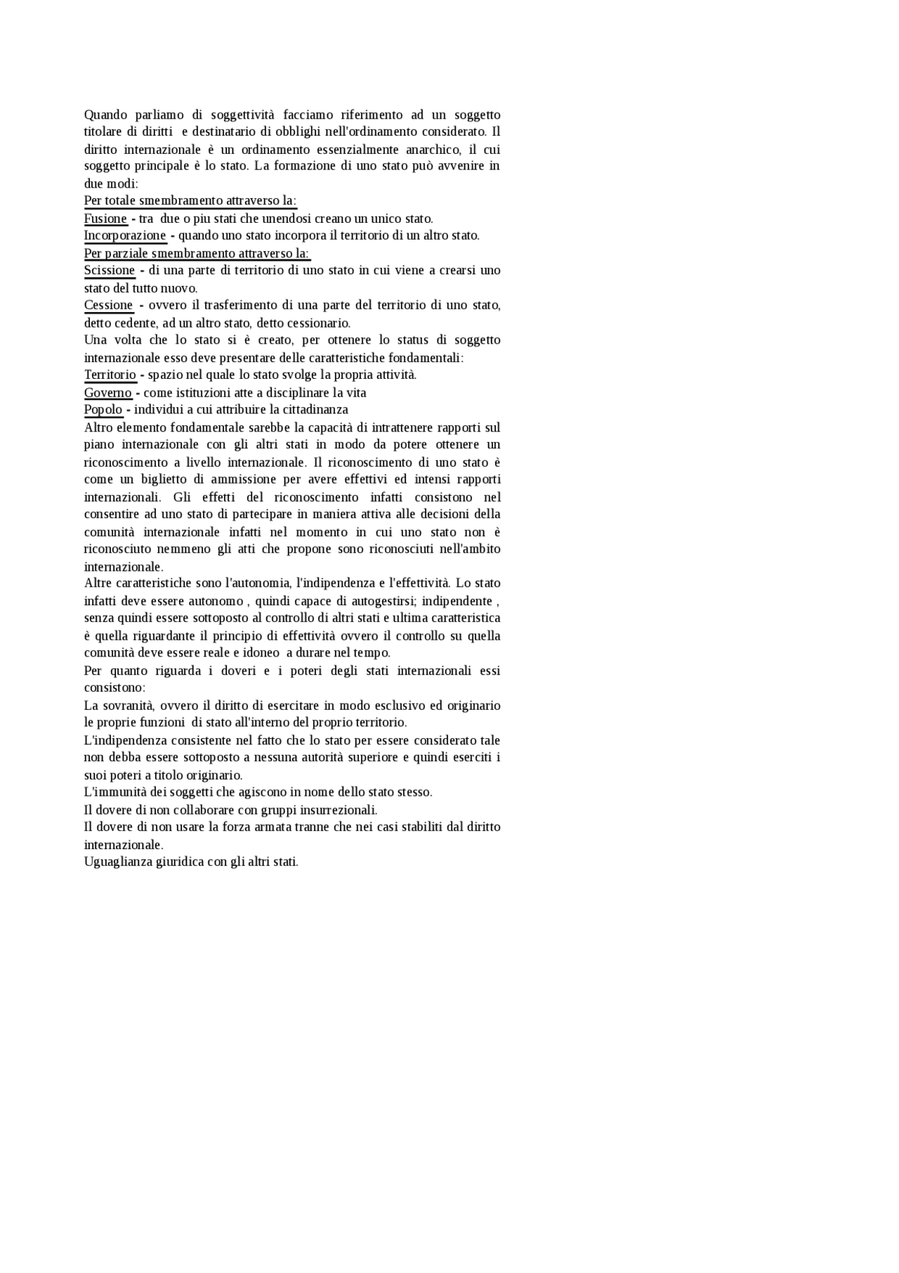 Appunti Di Diritto Internazionale 1 I Soggetti Dello Stato Docsity