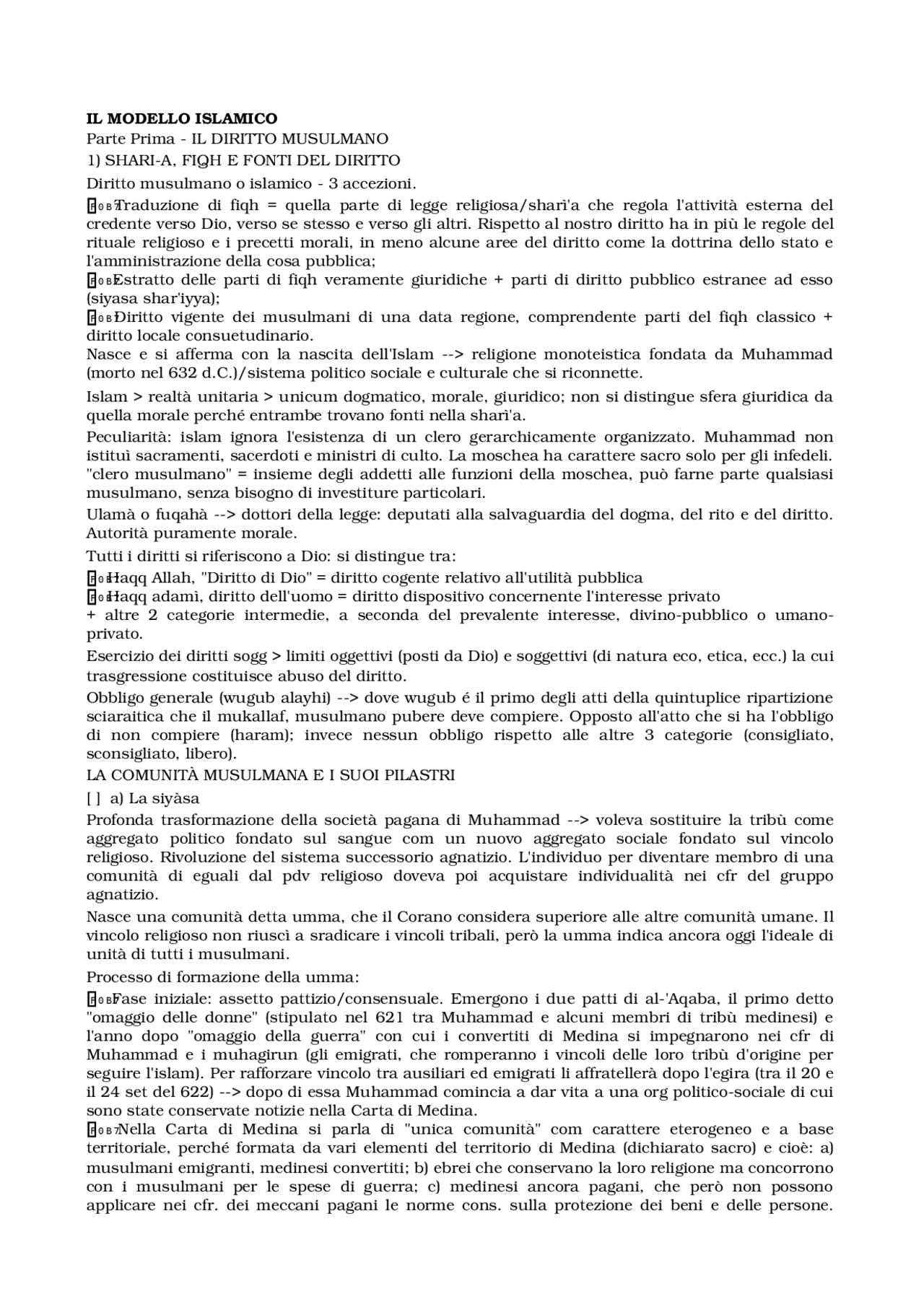 Appunti Di Diritto Arabo E Musulmano Diritto Islamico Docsity