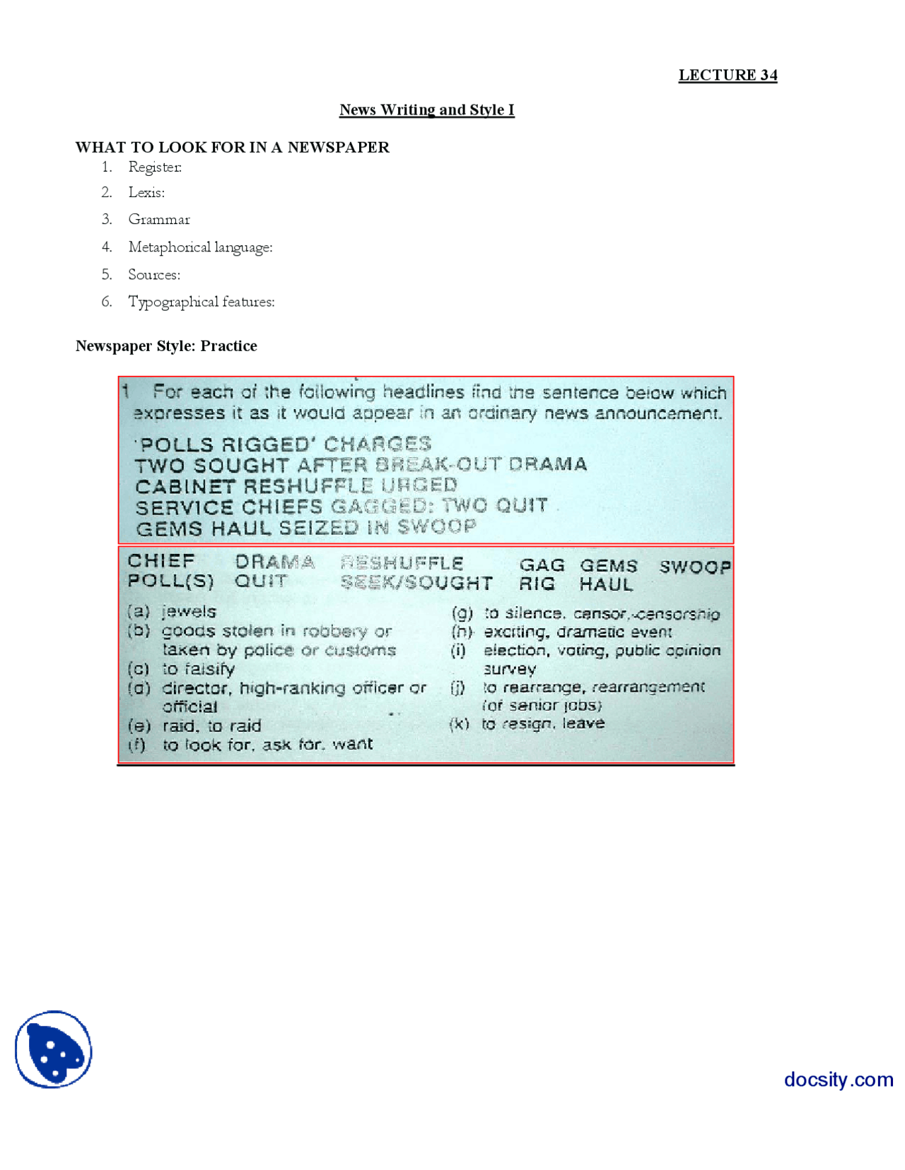 New Writing Style I Journalistic Writing Lecture Handout Docsity