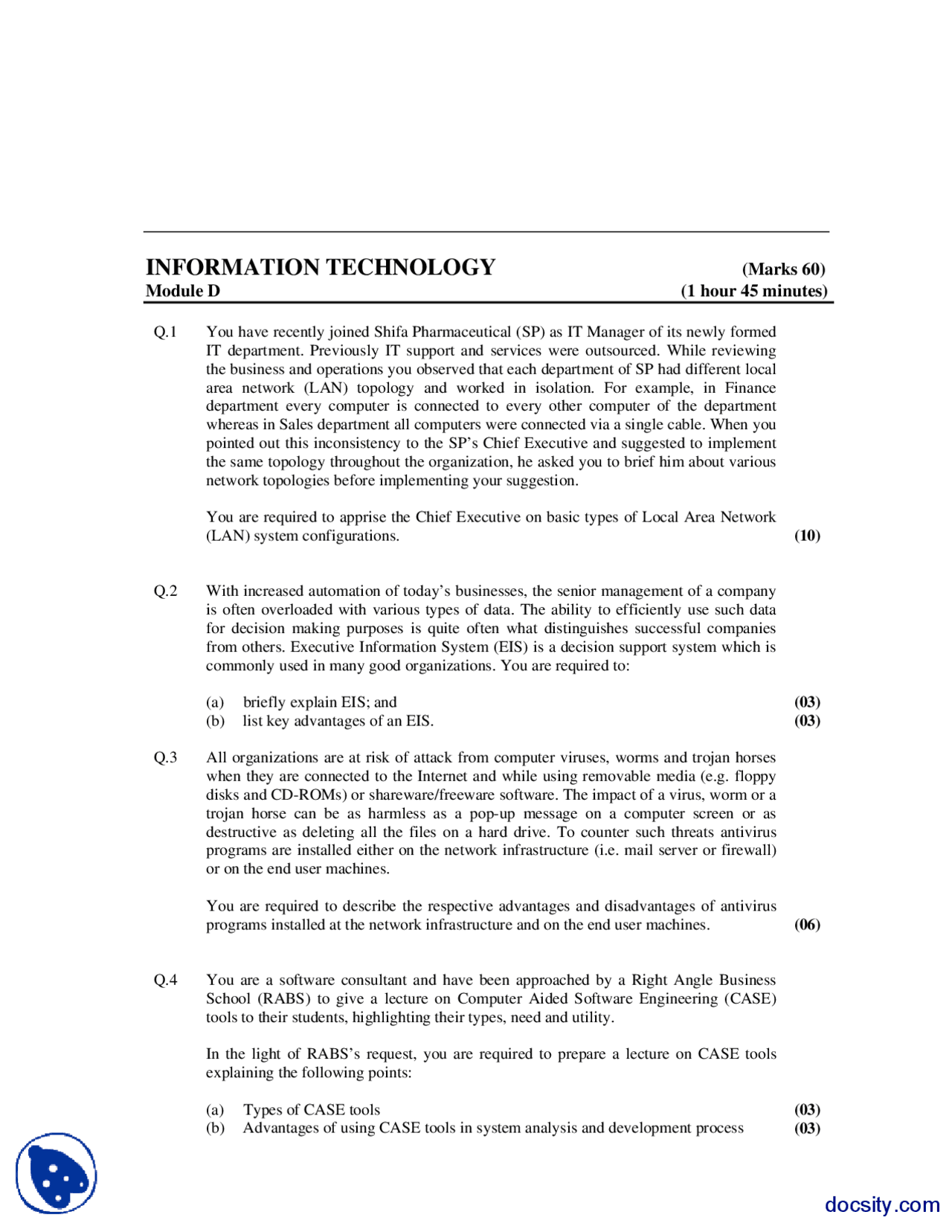 Local Area Network Part 2 Information Technology Exam Paper Docsity