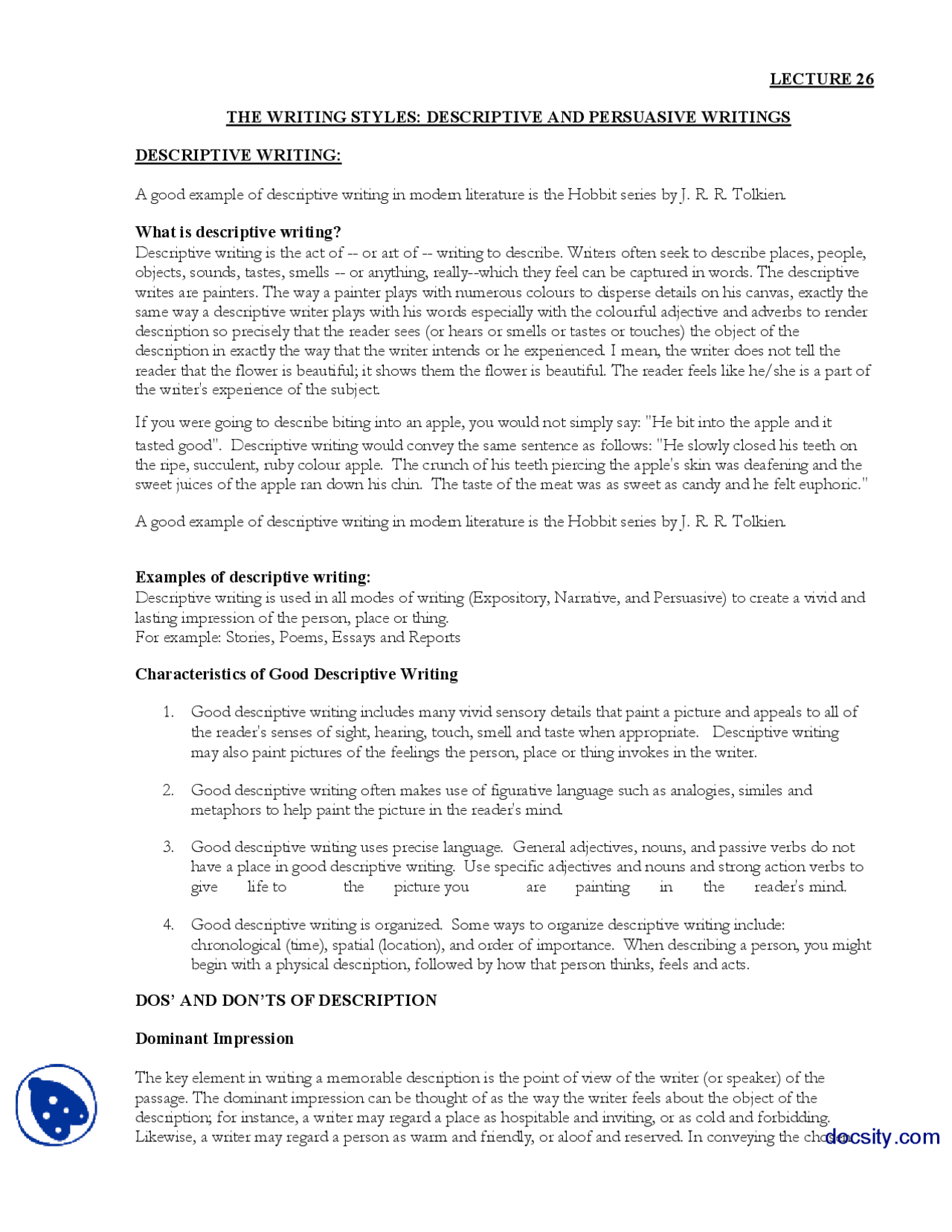 The Writing Styles Part2 Journalistic Writing Lecture Handout