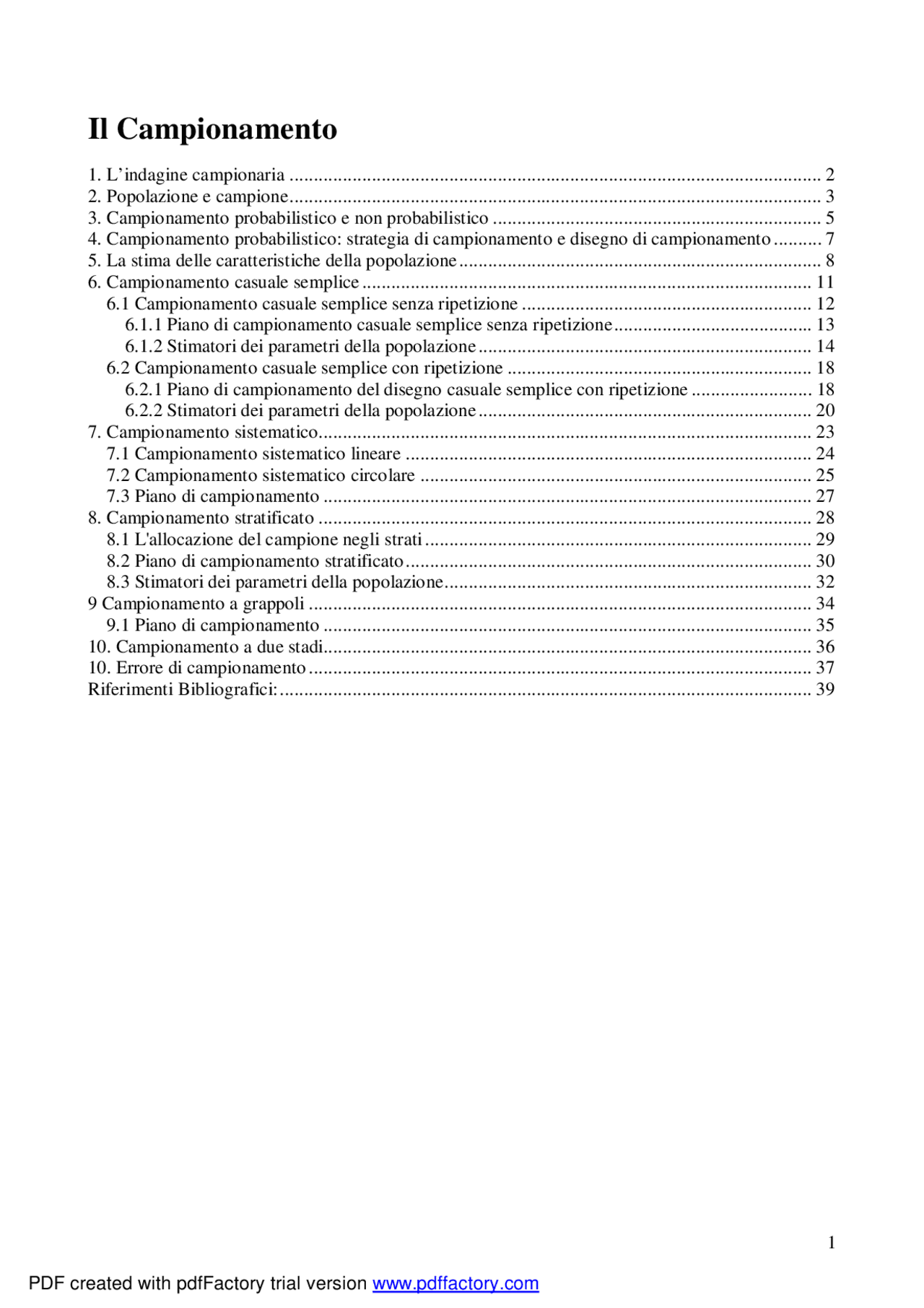 Tecniche Di Campionamento Appunti Di Analisi Statistica Docsity