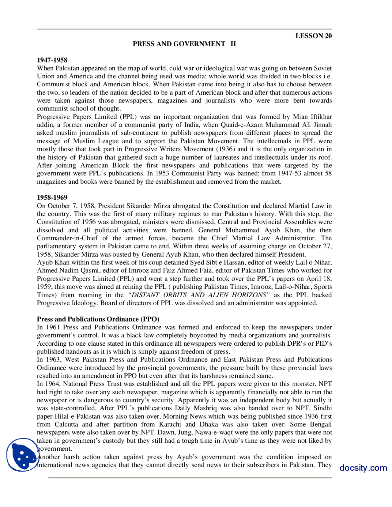 Press And Government 2 Mass Media Lecture Handout Docsity