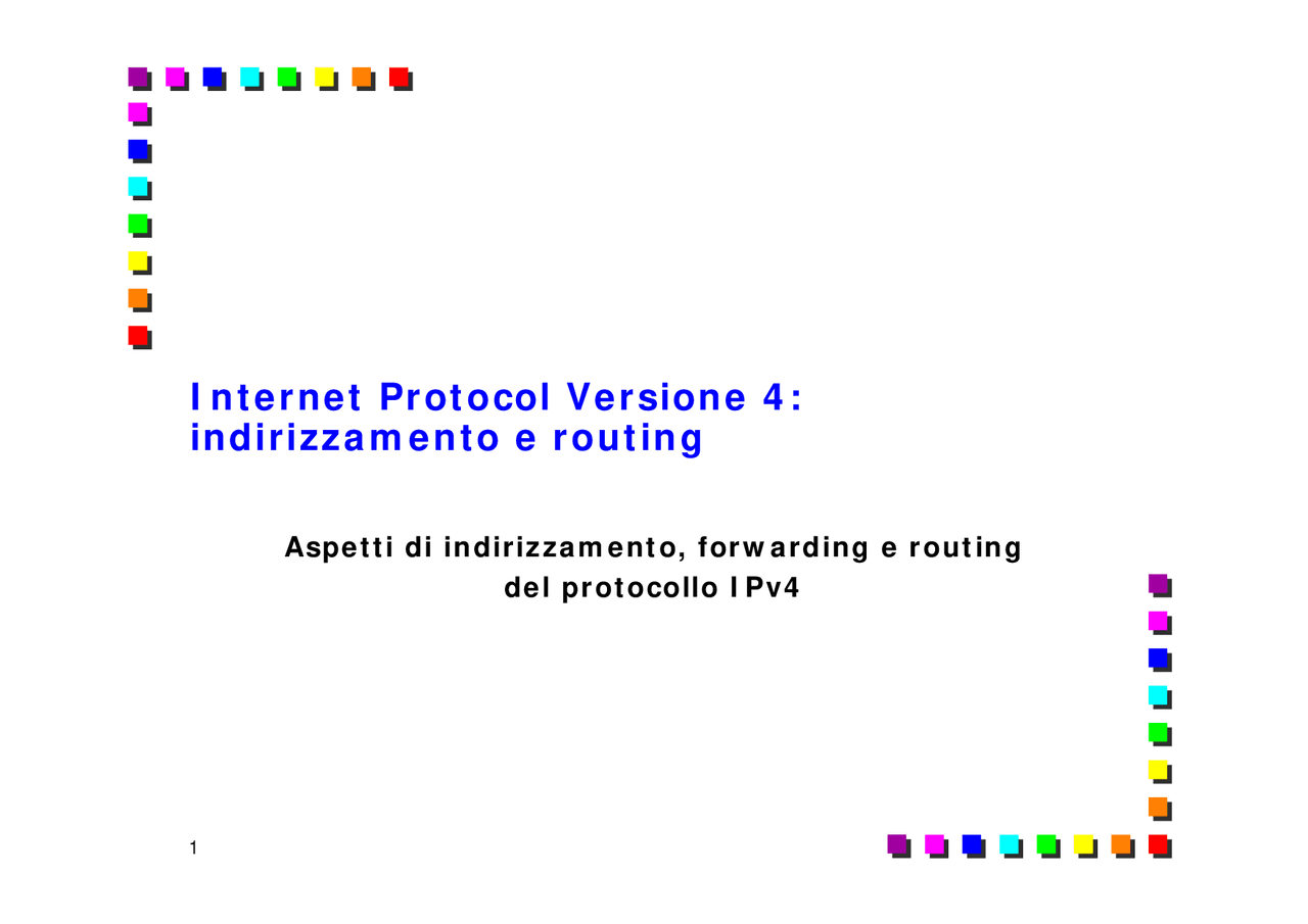 Internet Protocol Indirizzamento E Routing Appunti Di Reti