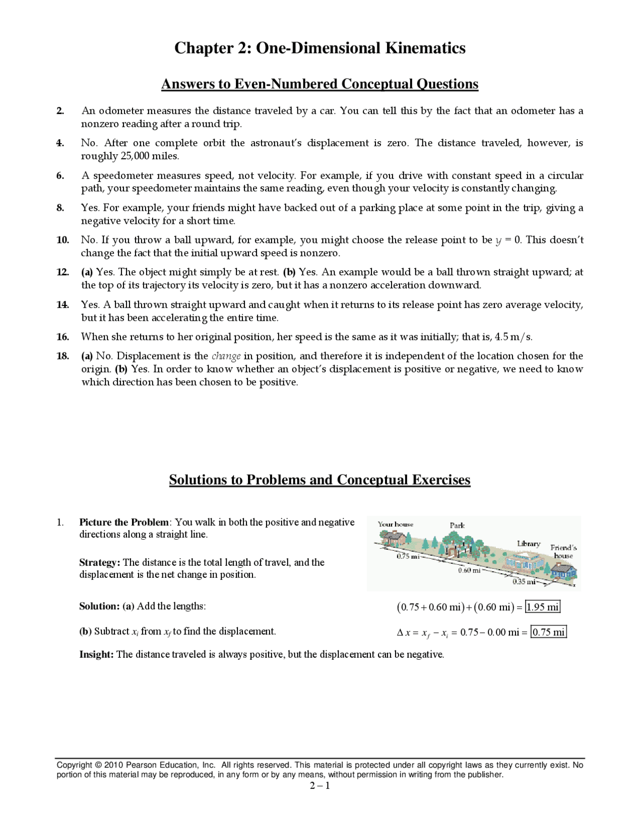 One-Dimensional Kinematics - Even Questions Answers | PHYS 1111 - Docsity