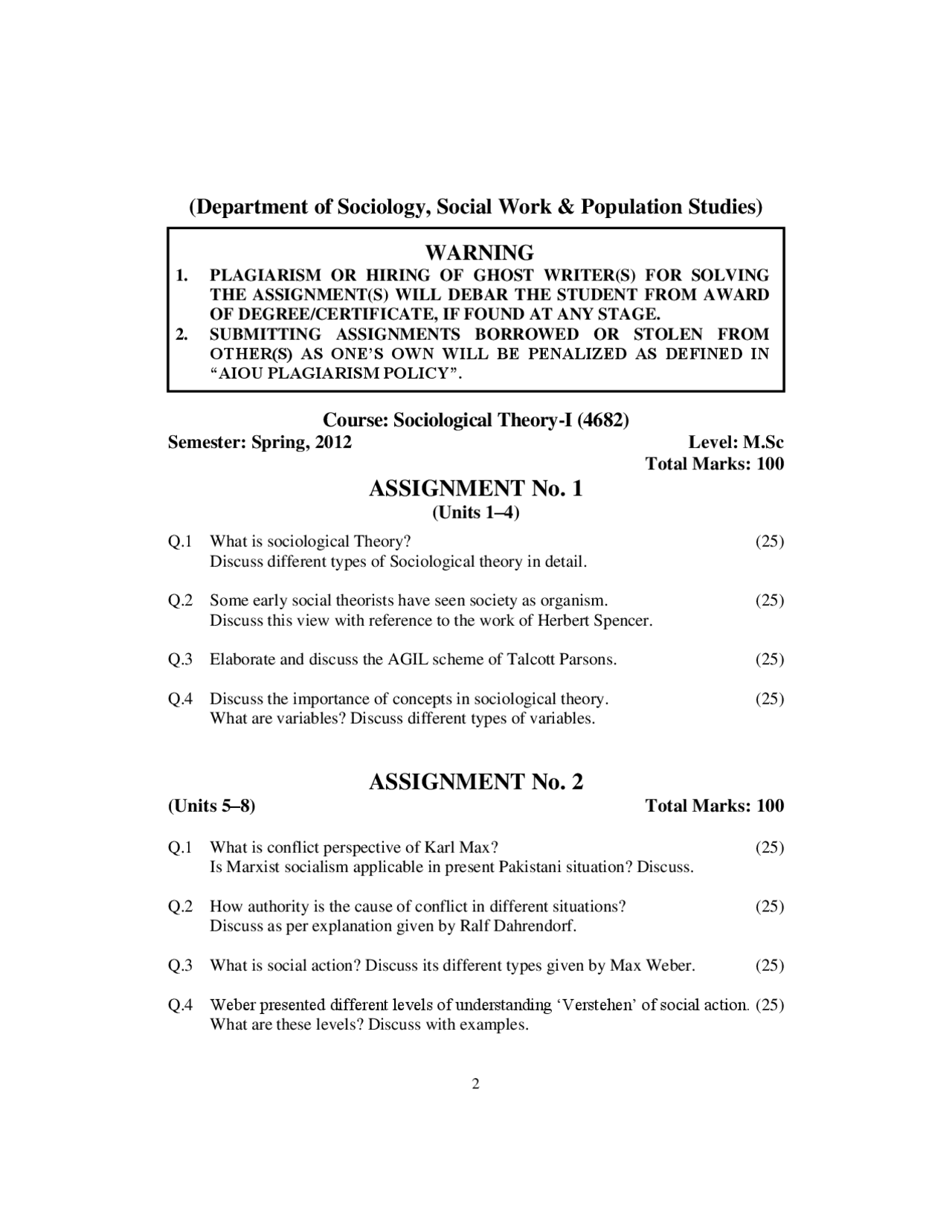 Agil Karl Marx Sociological Theory Assignment Docsity
