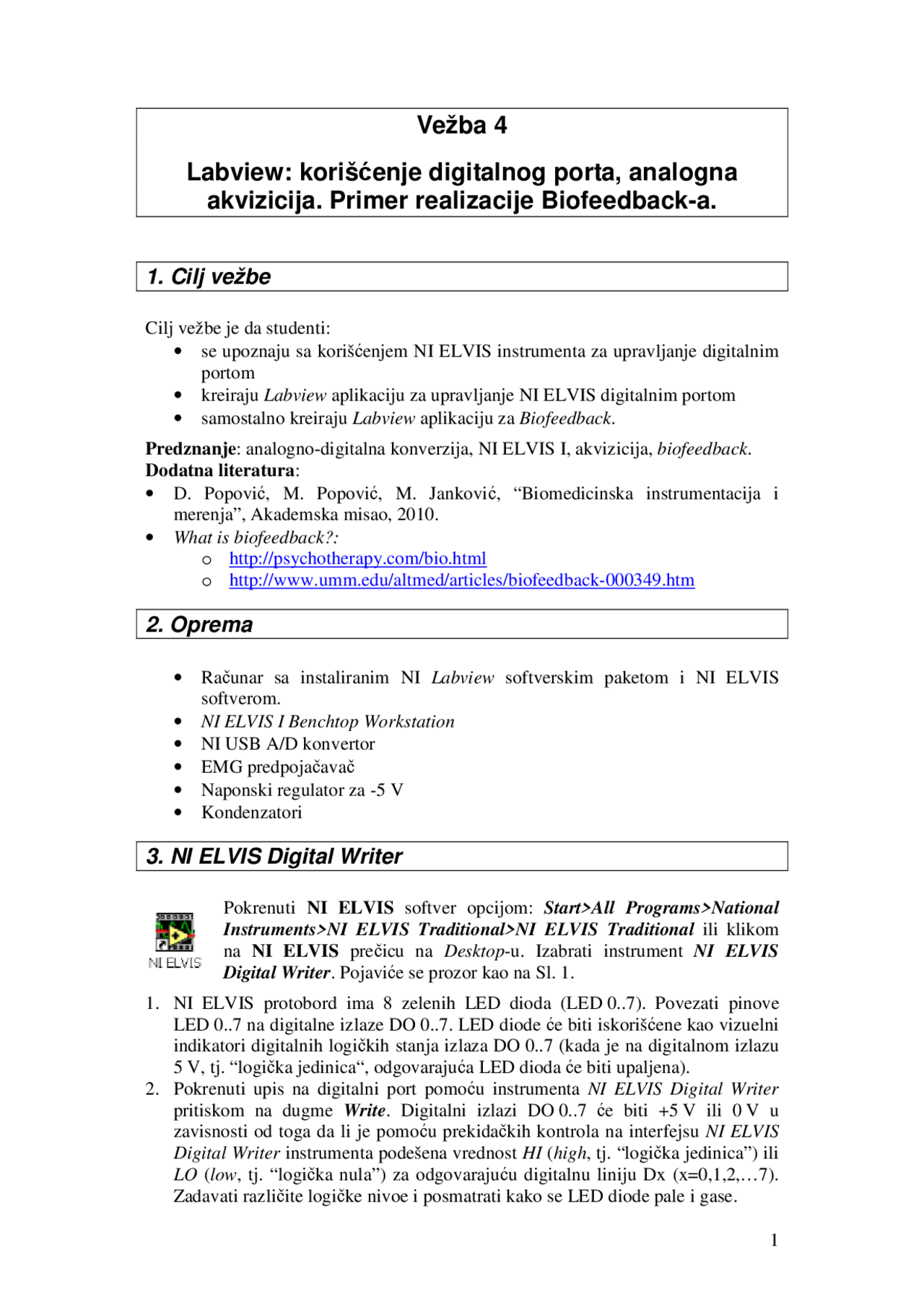 Labview-Akvizicija elektrofizioloskih signala-Vezbe-Elektrotehnicki fakultet | Vežbe' predlog ...