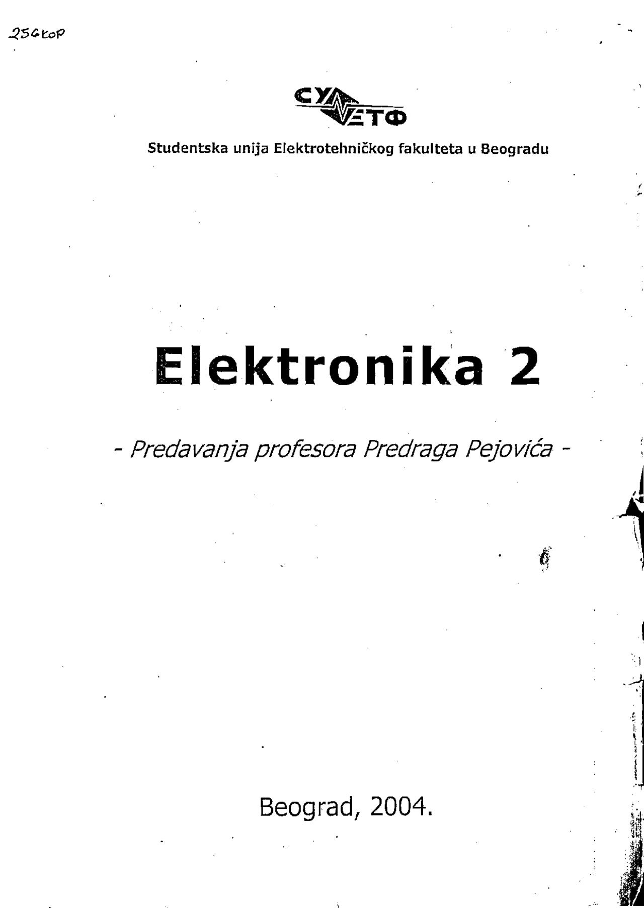Elektronika 2 Skripta Elektrotehnicki Fakultet Part1 Rezime Predlog