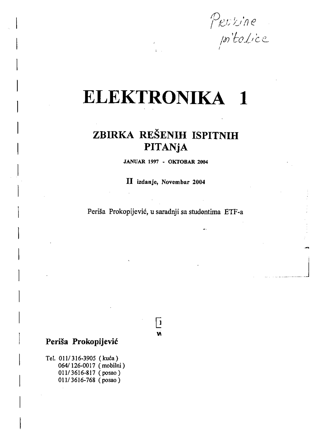 Zbirka Resenih Ispitnih Pitanja Elektronika 1 Skripta Elektrotehnicki